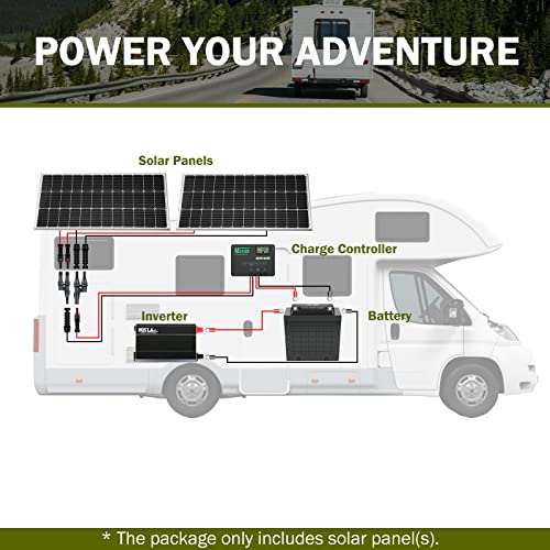 HQST 4PCS 9BB Cell 100W Solar Panel 12V 400 Watt Monocrystalline Solar Panels High-Efficiency Module for RVs Motorhomes Cabins Marine Boat Off-Grid