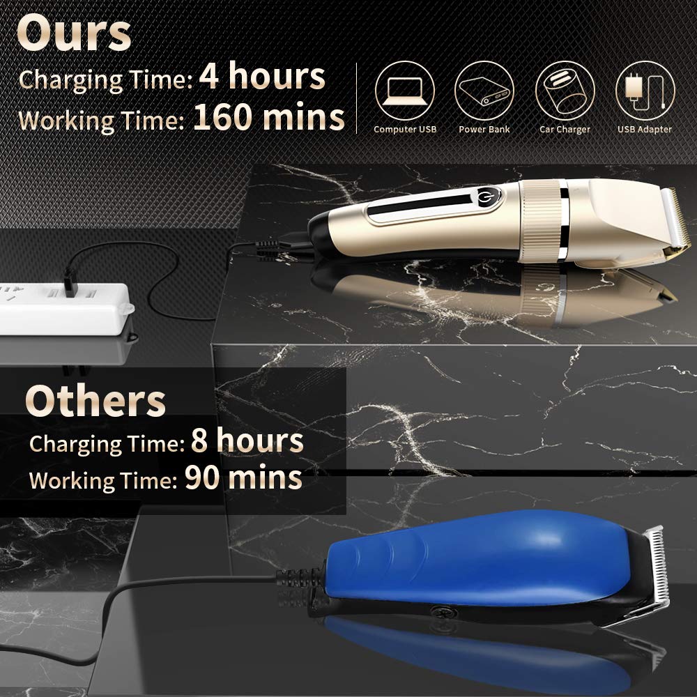 Hair Clippers for Men, DIOZO Professional Hair Trimmer Set Cordless Rechargeable Led Display Five Speed Adjustment Electric Hair Clippers with 6 Guide Combs