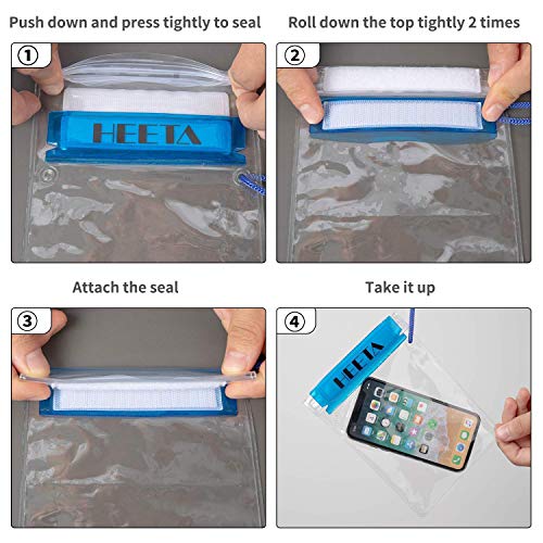HEETA Waterproof Dry Bag for Women Men Transparent Blue 5L Bundle with 3-Pack Clear Waterproof Dry Bag