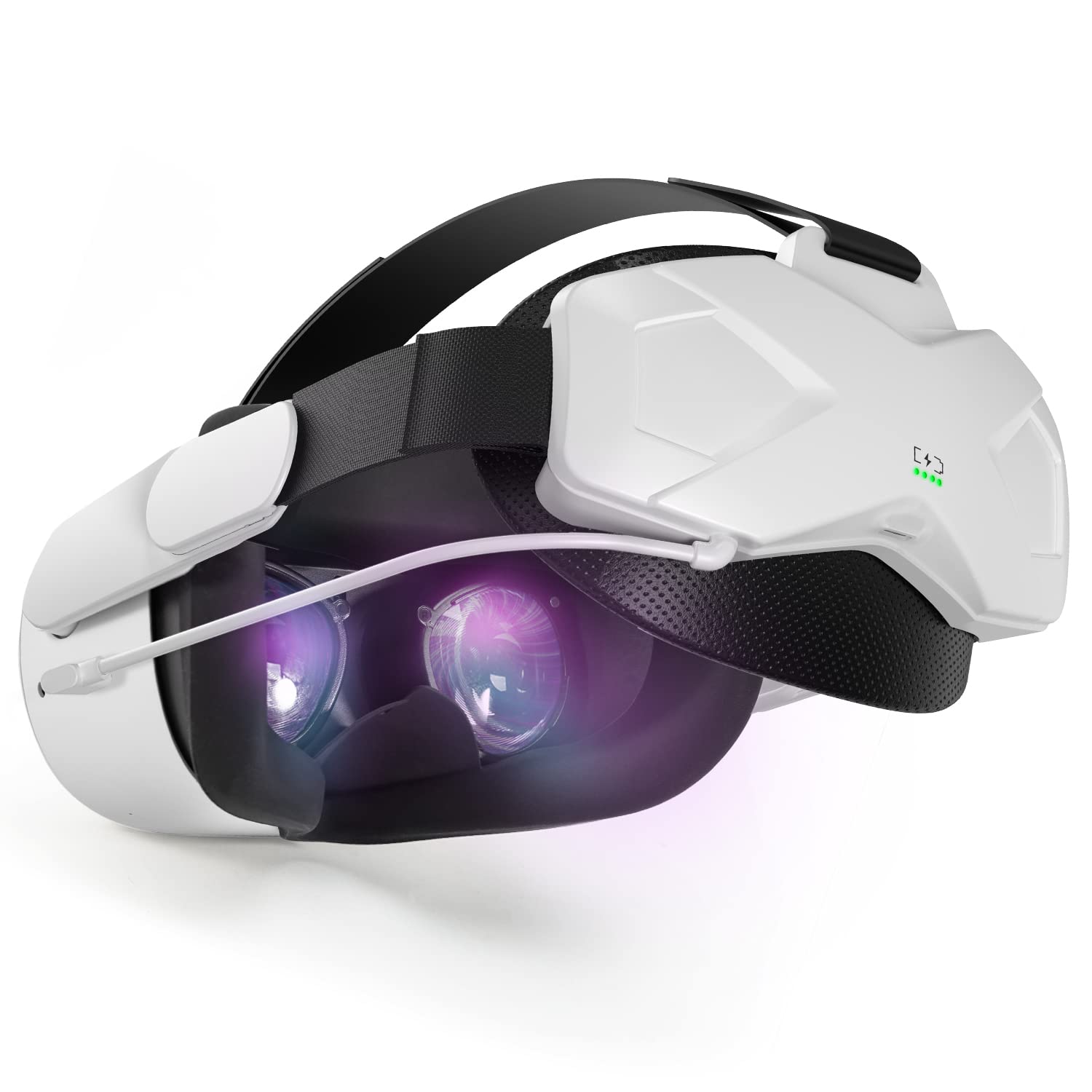 Oculus Meta/Quest 2 Head Strap with Battery Pack, ECHTPower Adjustable Elite Strap 5000mAh Fast Charging Extend 3hrs in VR Playtime, Quest 2 Head Elite Strap Accessories Enhanced Support-offWhite