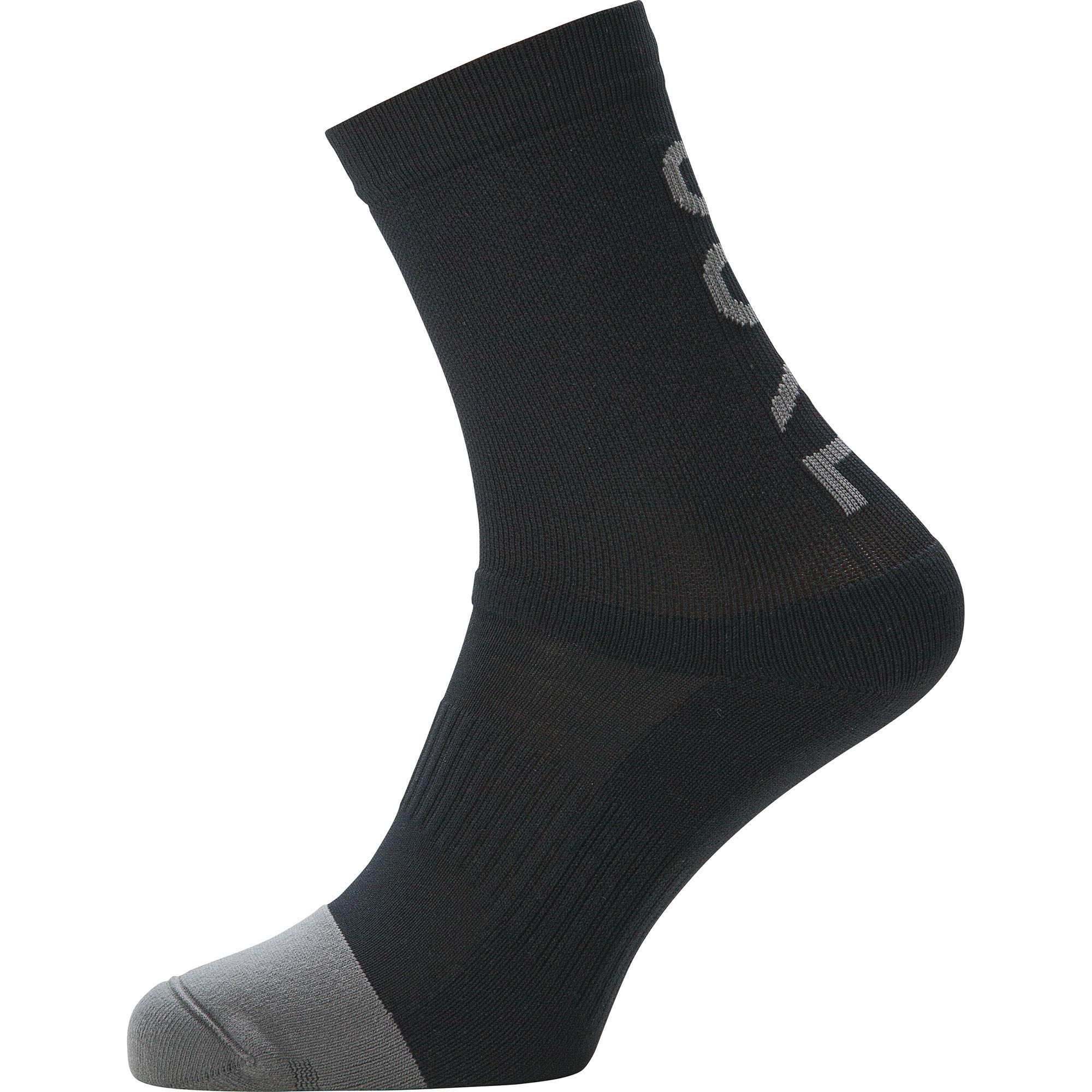 GORE WEAR M Mid Brand Socks, Black/Graphite Grey, 8-9.5