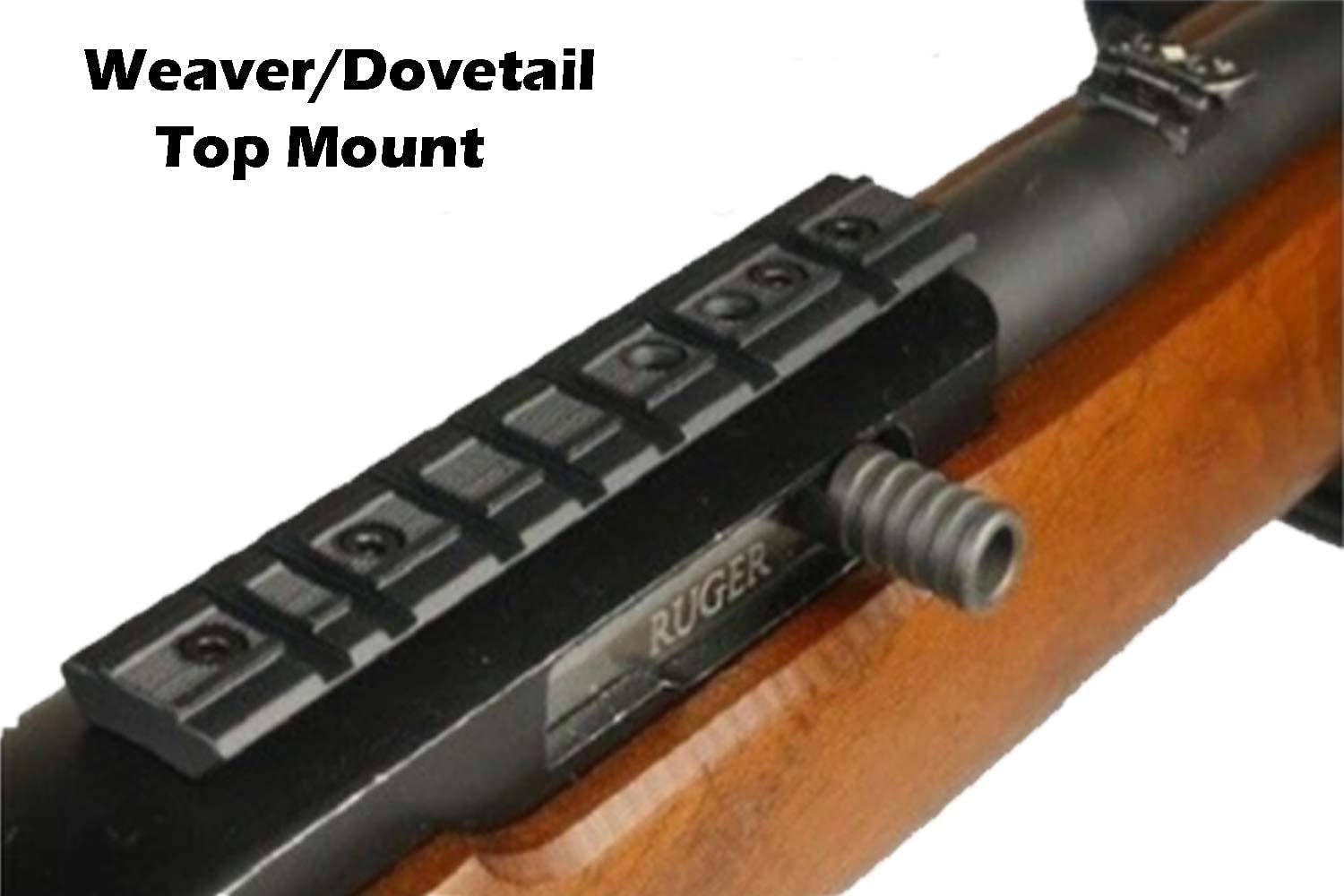 GOTICAL Ruger 10/22 Weaver and 3/8" Dovetail Mount Dovetail Predrilled Receiver Rail Mount Adapter (Black) (Rugar Rail with 30 mm Low Profile Rings)
