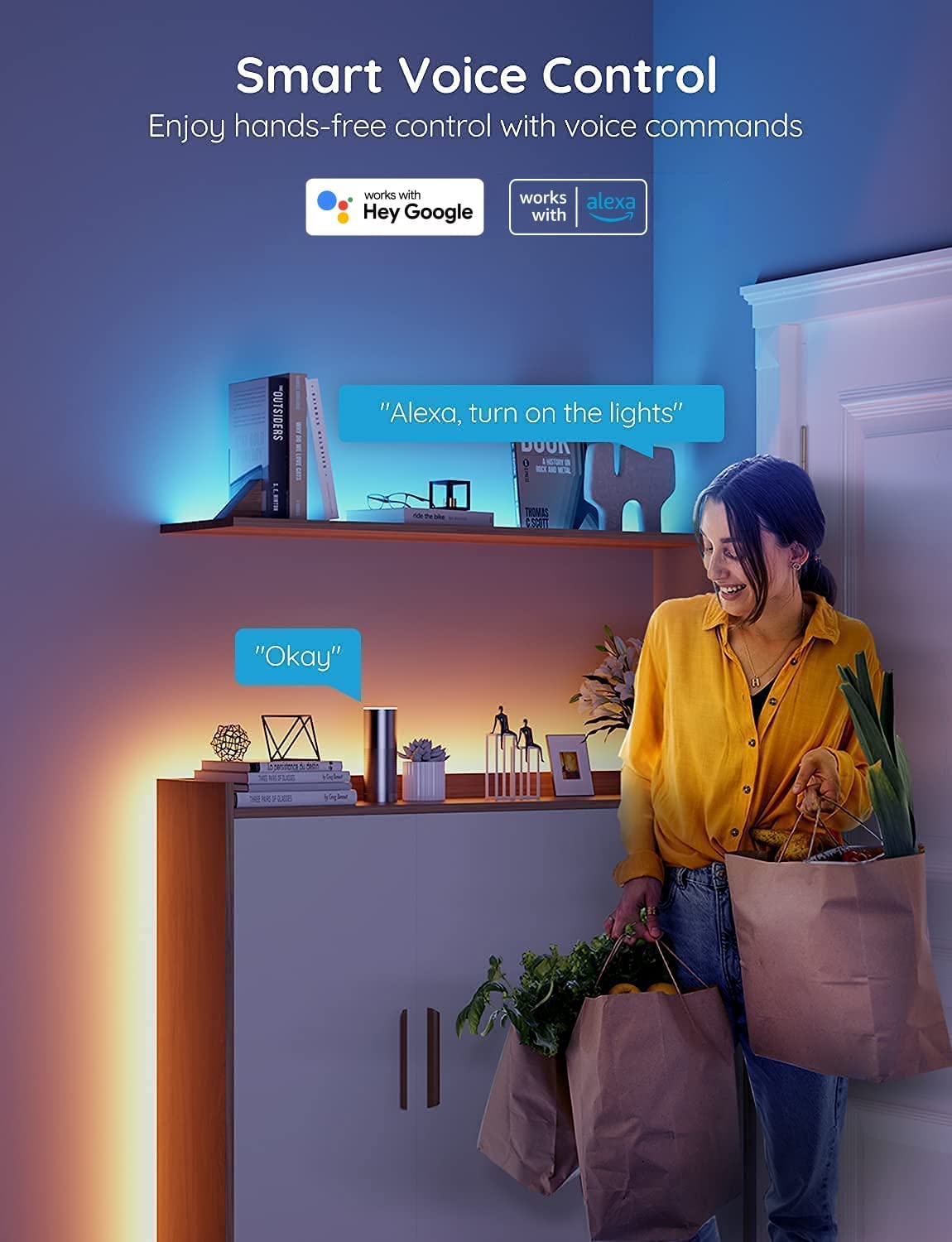 Govee 32.8ft LED Strip Lights, Wireless WiFi LED Lights Kit, Music Sync Smart RGB Light Strip Compatible with Alexa Google Home, 2 Rolls of 16.4ft (Not Support 5G WiFi)