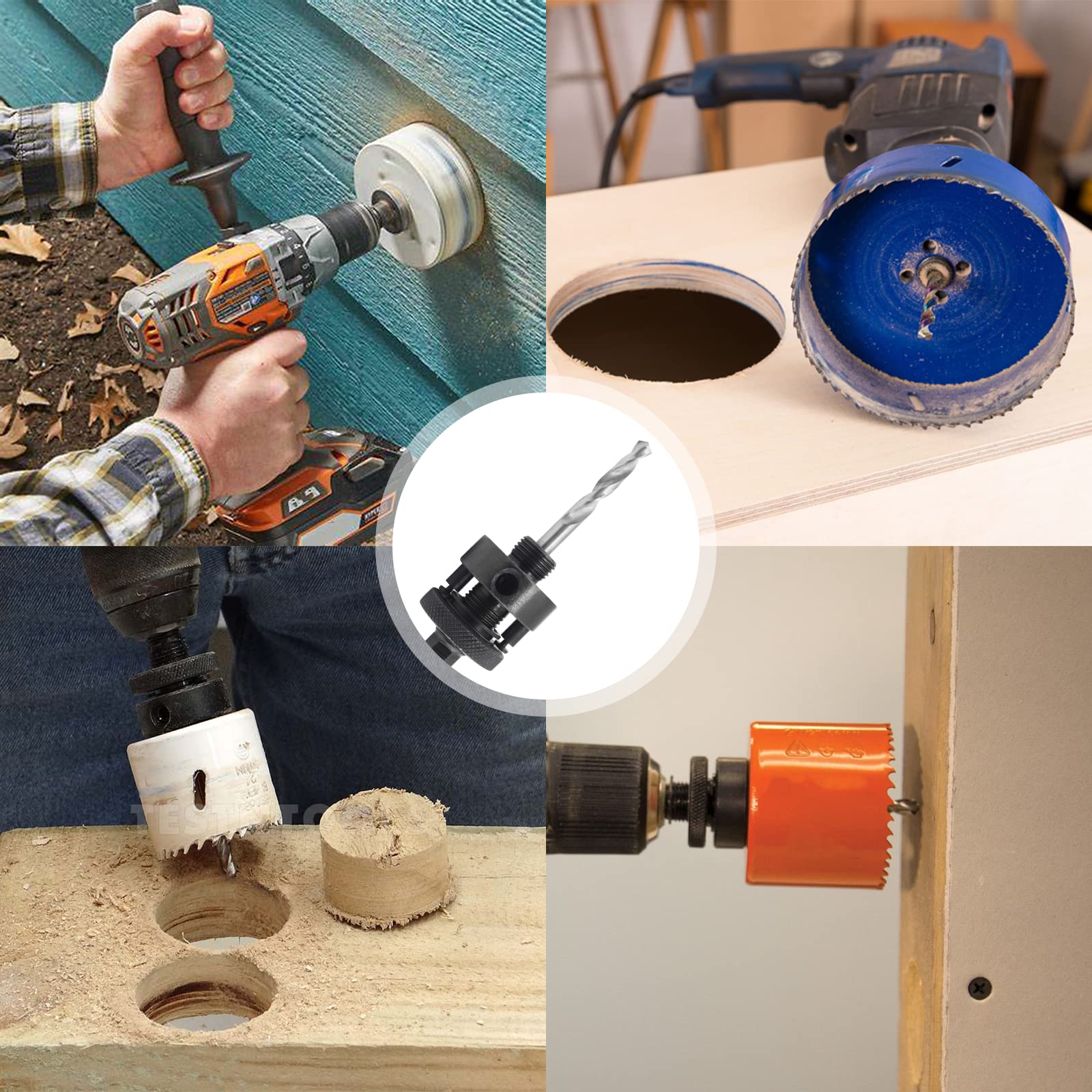 Kyuionty Hole Saw Mandrel, Shank Hole Saw Arbor Heavy Duty Quick Change Mandrel with 1/4 Inch Replacement Pilot Drill Bits