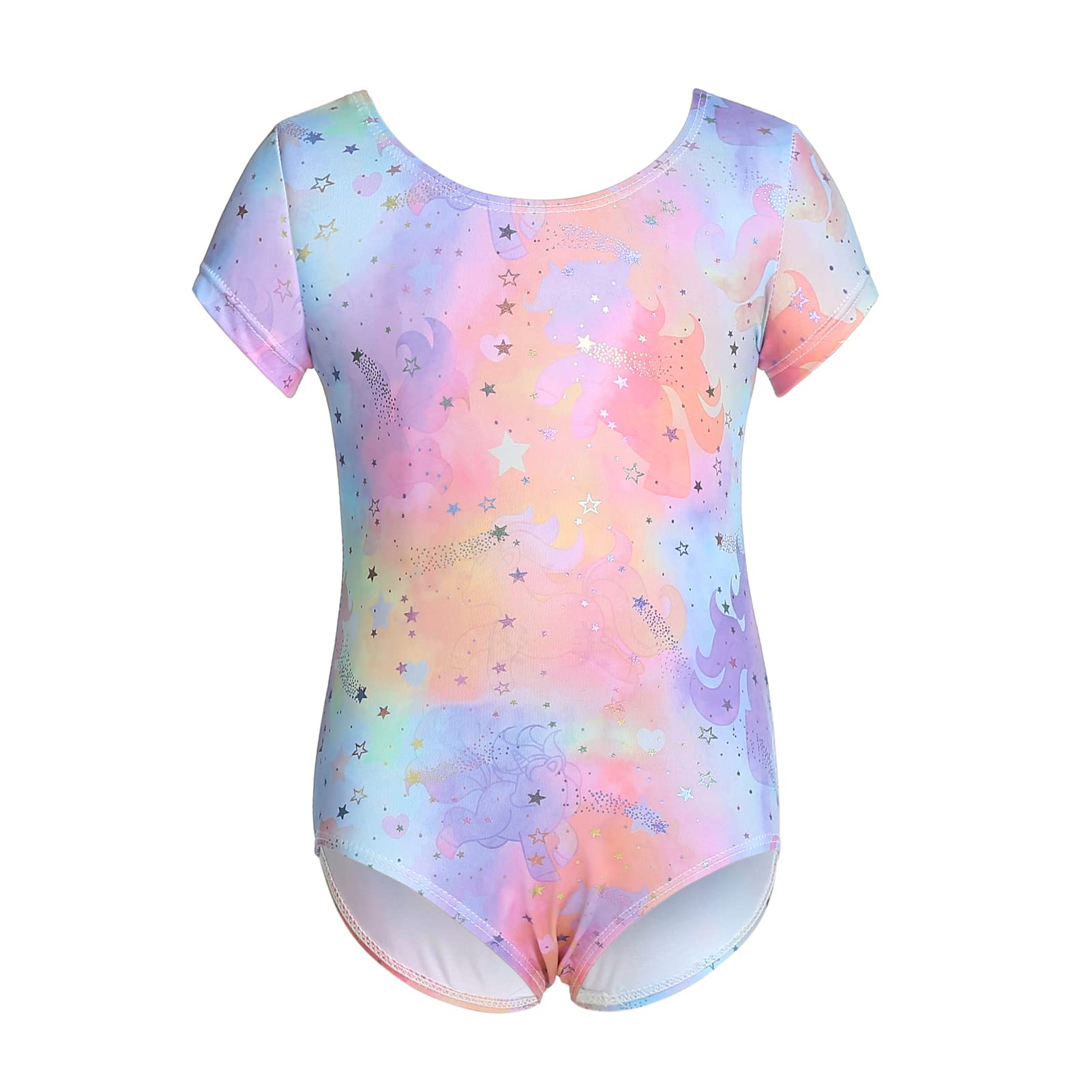 Girls Ballet gymnastic Leotards with Shorts Unicorn Star Print (6 years)