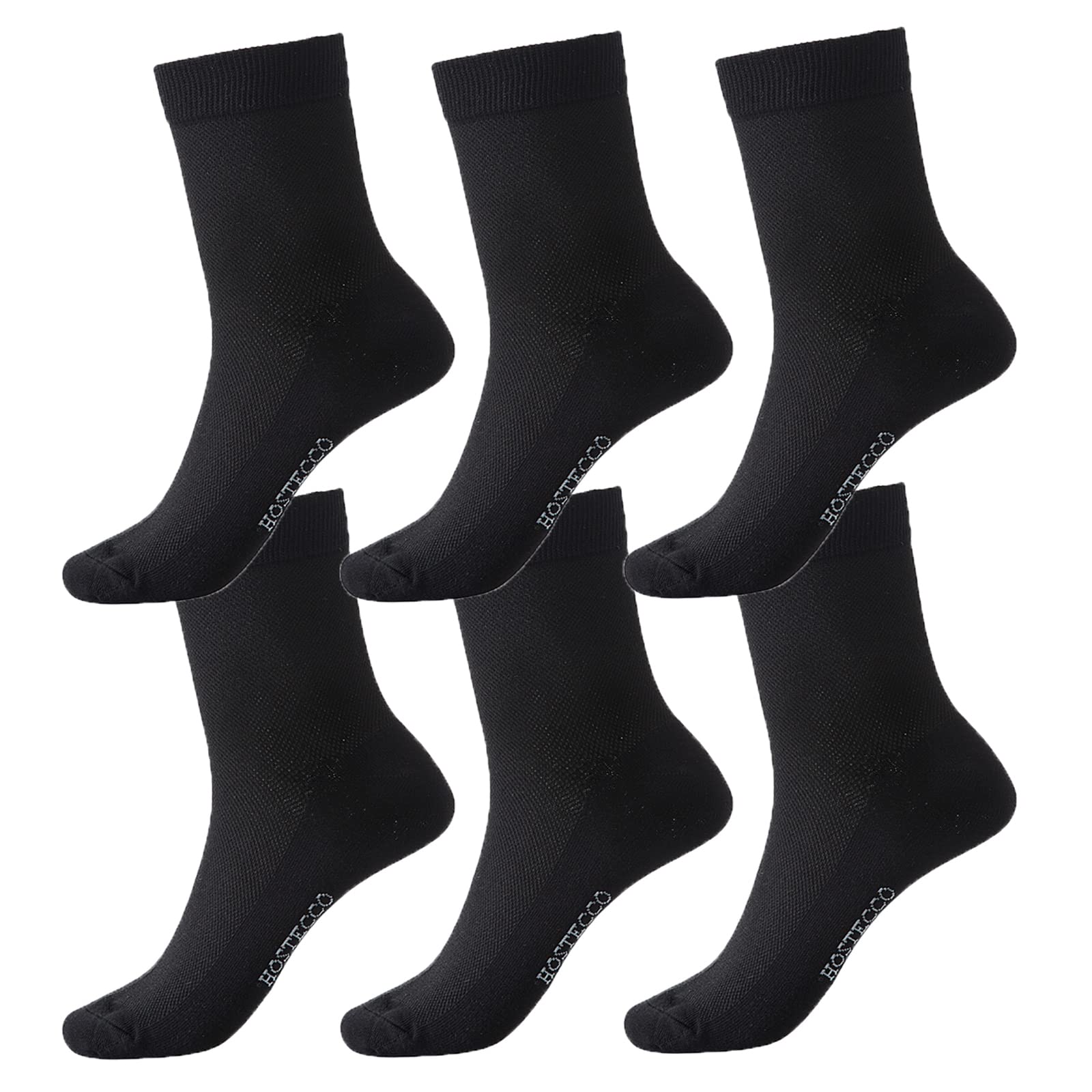 HOSTECCO Odor Resistant Socks for Men and Women 6 Pairs Pack Moisture Control White Black Grey Socks