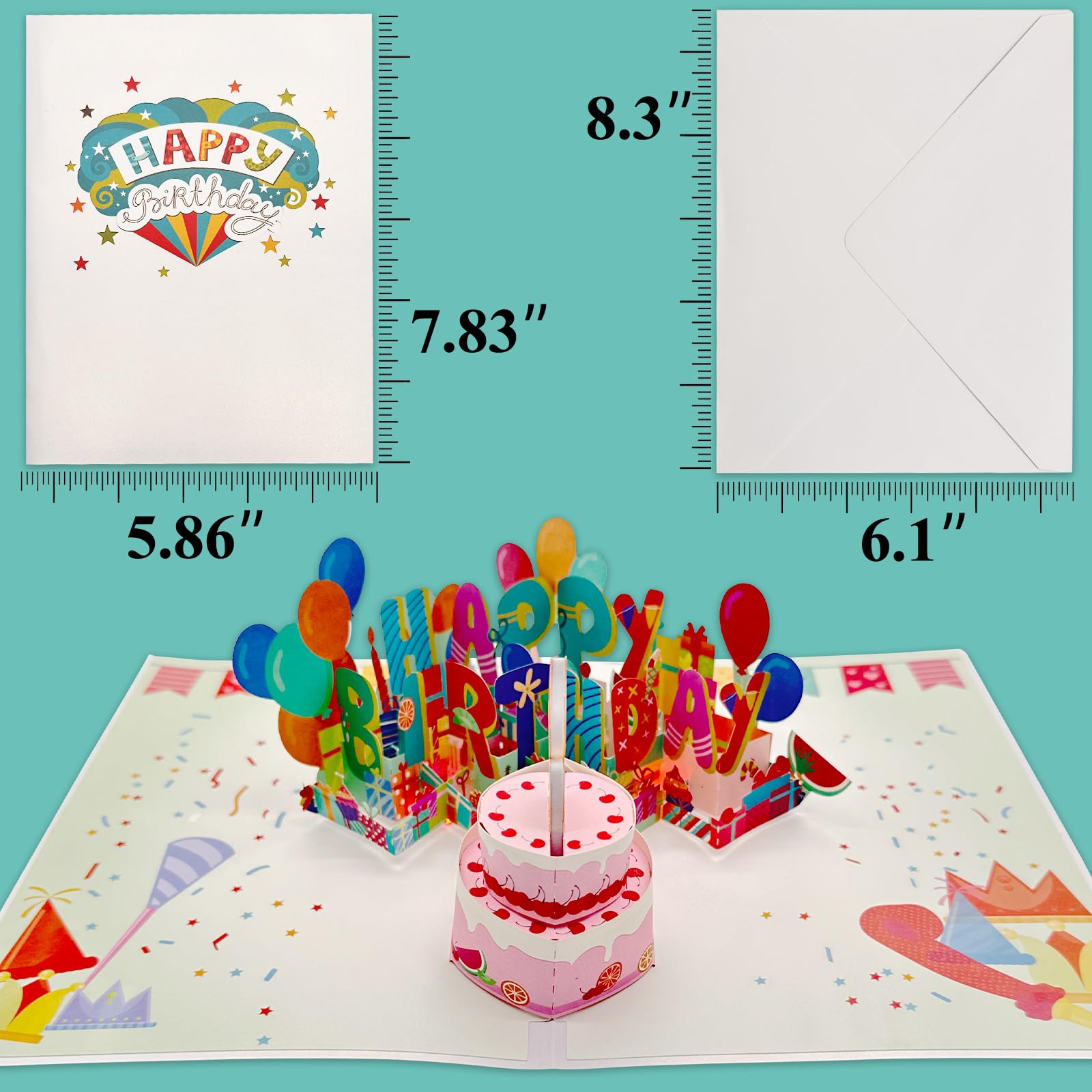 YIXIN - Personalized 3D Pop-Up Birthday Card with LED Lights and Music, Includes Envelope