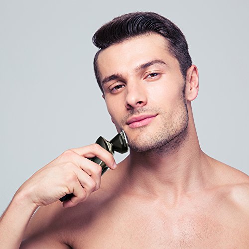 HATTEKER Mens Electric Shaver Razor Beard Trimmer Rotary Shaver Cordless Sideburn Trimmer Nose Trimmer Wet Dry Shaver Waterproof USB Rechargeable 3 in 1