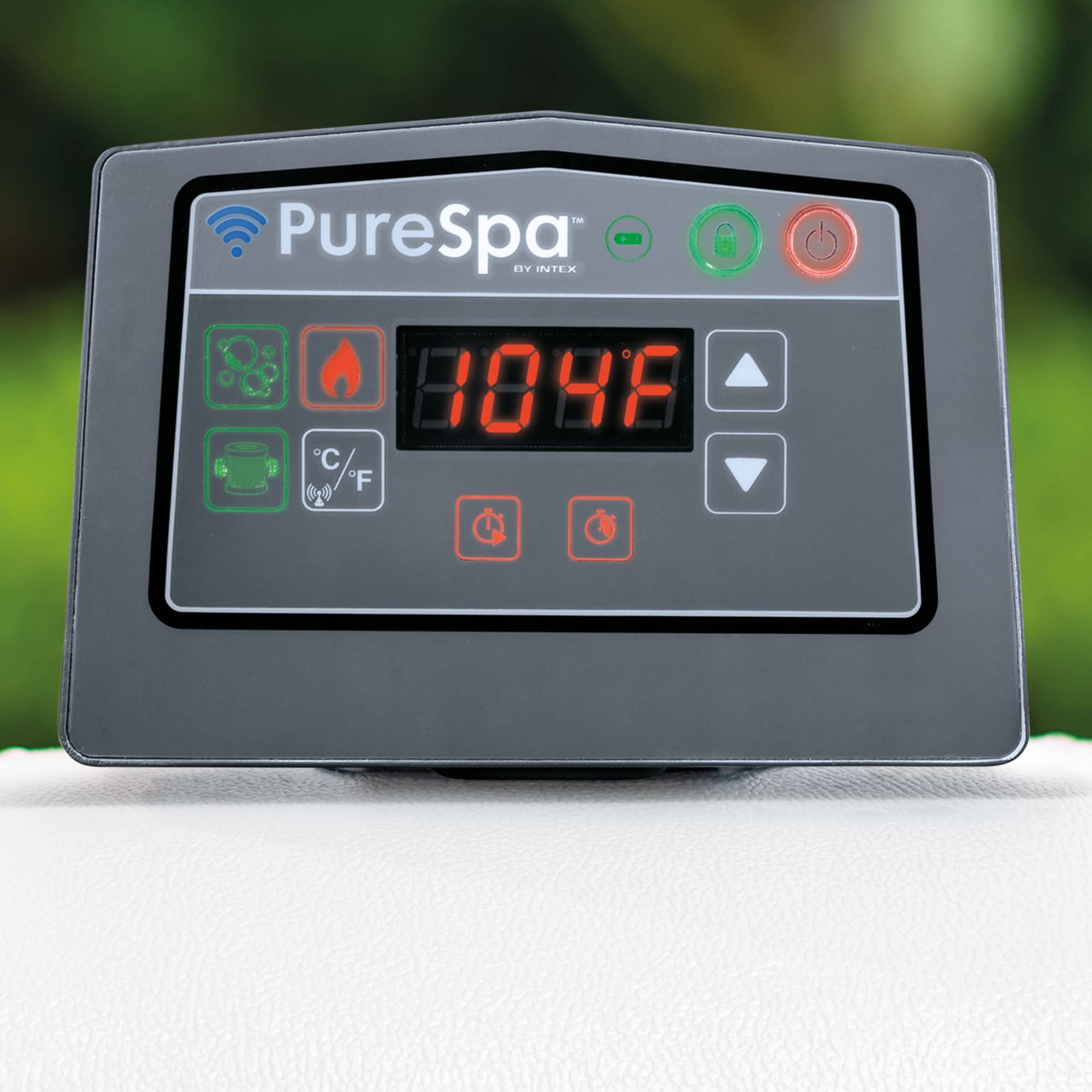 Intex 28441EP PureSpa Plus Greywood 85" x 28" Inflatable Hot Tub Bubble Jet Spa with Battery Powered Multi-Colored LED Light for Spas and Hot Tubs