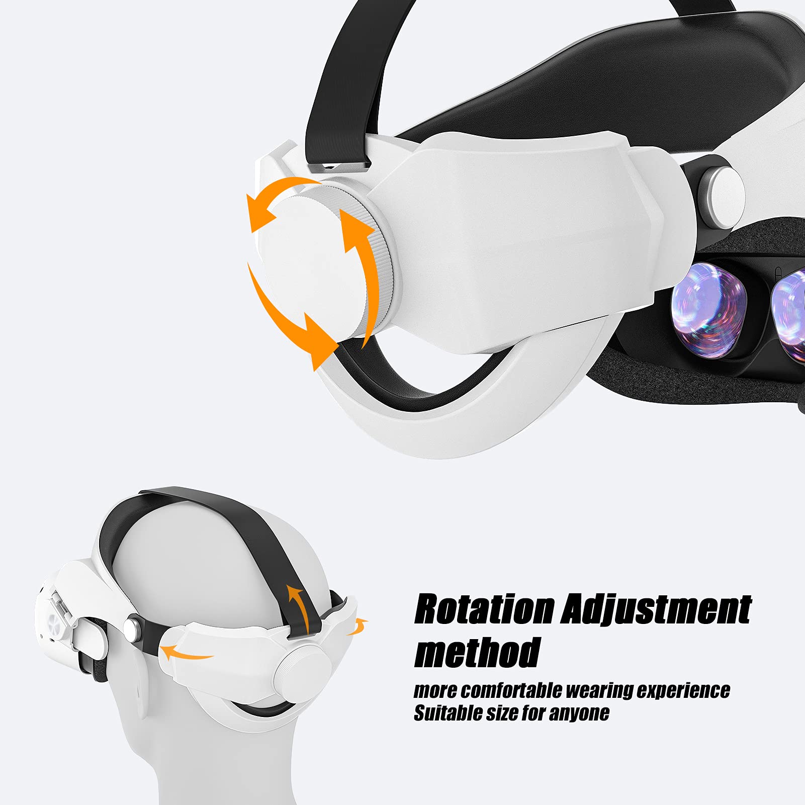 Head Strap for Oculus Quest 2, Halo Elite Strap & Silicone Face Cover Set for Oculus/Meta - Adjustable Replacement Accessories for VR - Reduce Face Pressure Comfortable Soft Touch (White)