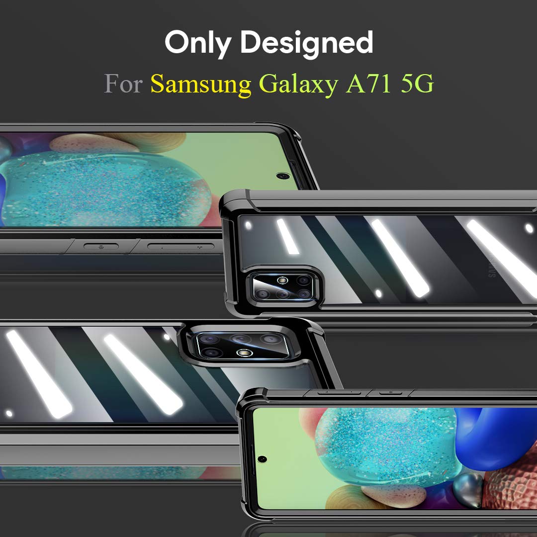 HATOSHI Samsung Galaxy A71 5G Case with Built in Screen Protector - Not for Verizon A71 5G UW, A71 4G, Military Grade Heavy Duty Protection, Crystal Clear Back, Full-Body Rugged Phone Case