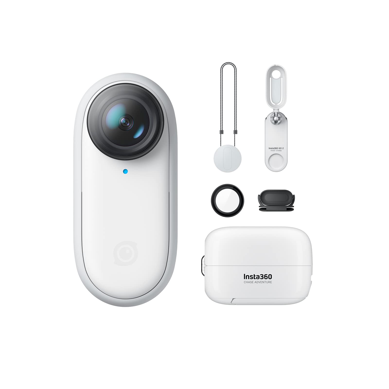 Insta360 GO 2 β Small Action Camera, Weighs 1 oz, Waterproof, Stabilization, POV Capture, 1/2.3" Sensor, with Charge Case and Wearable Camera Accessories for Travel, Sports, Vlog, Lens Guard Kit