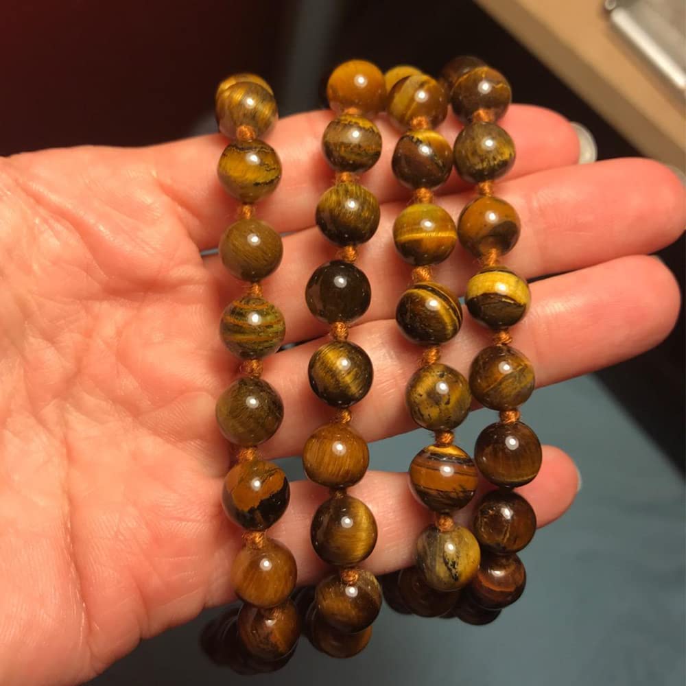 IFIX Cross 12mm Tiger Eye Beads Necklace Gemstone beads Necklace Jewelry 22" Long