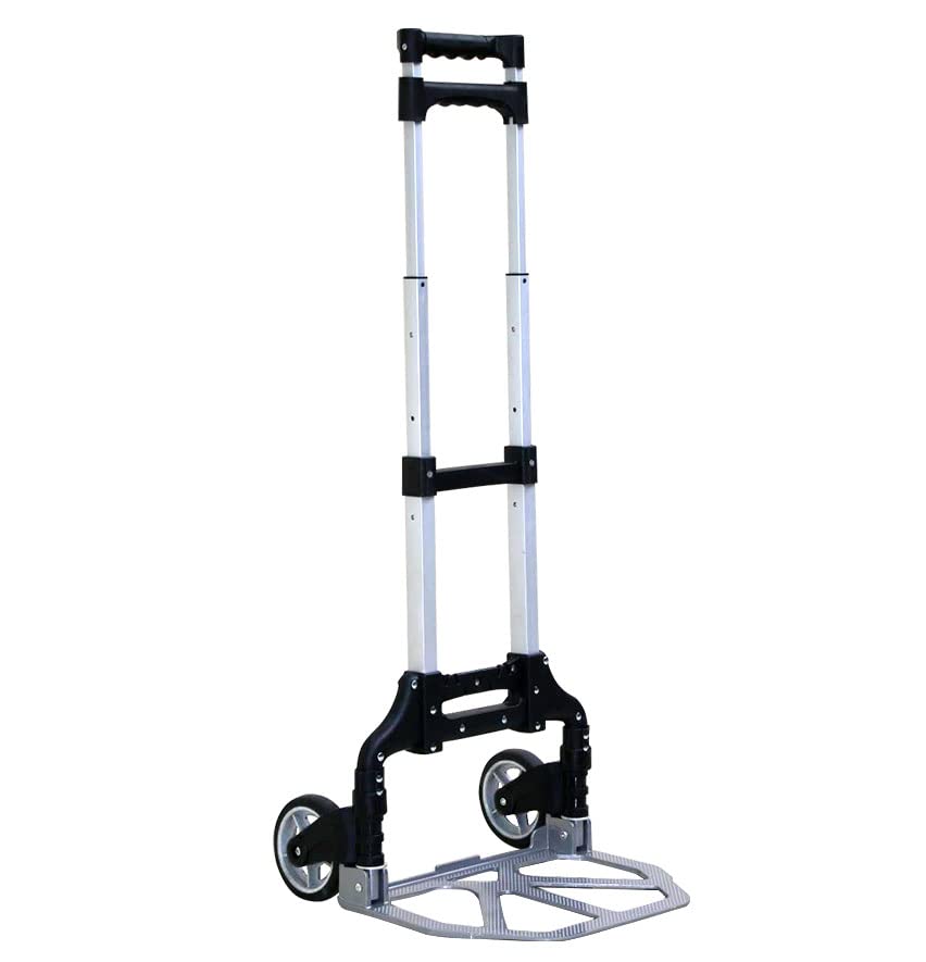 LMKOPUER Folding Hand Truck 180lbs, Portable Aluminum Luggage Hand Cart, Dolly Push Cart Trolley Cart with Wheels for Travel, Moving and Office Use