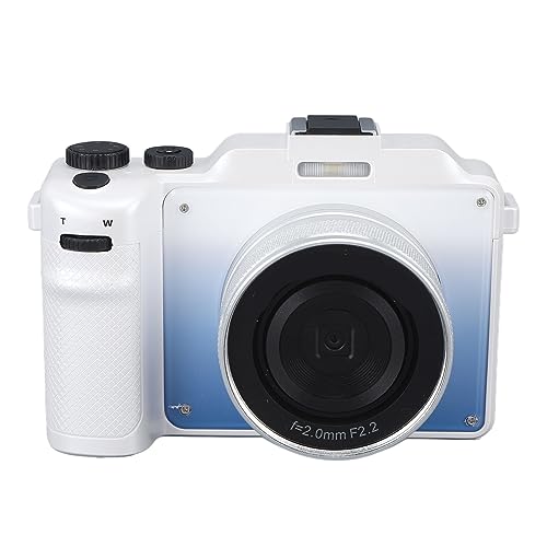 HD Digital Camera, Dual Lens Anti Shake 3.0inch IPS Display USB Connection 4K Digital Camera 18X Autofocus for Traveling (White)