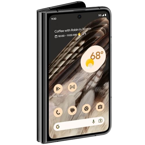 Google Pixel Fold - Unlocked Android 5G Smartphone with Telephoto Lens and Ultrawide Lens - Foldable Display - 24-Hour Battery - Obsidian - 512 GB (Renewed)