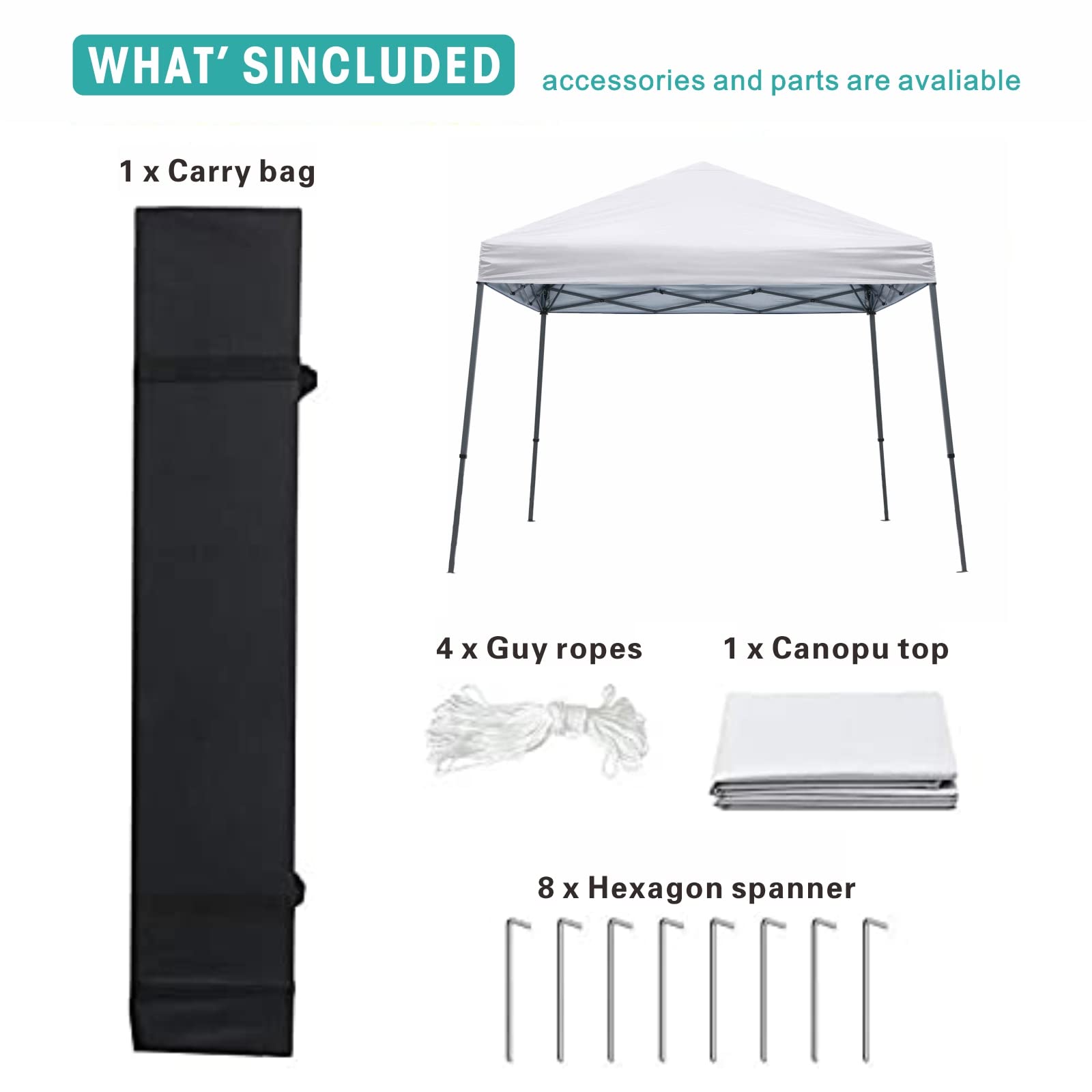 Ifwind 8X8 FT Pop Up Canopy Tent, Outdoor Instant Slant Legs Sun Shelter with Carrying Bag Portable for Patio Deck Garden and Beach(White)