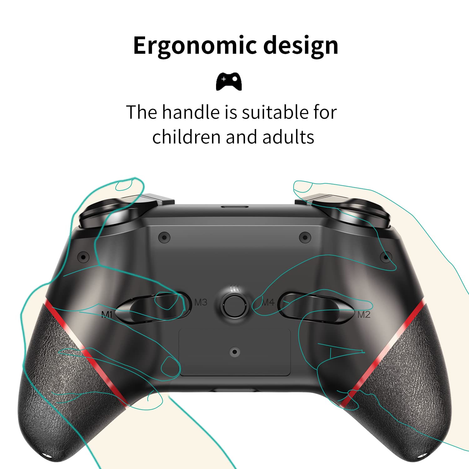 GCHT GAMING Switch Controller with Back Buttons, Switch Pro Controller for Switch/Lite/OLED Wireless Switch Controller with Wake Up, Turbo, Motion, Vibration and Compatible PC and Steam Mode (Red)