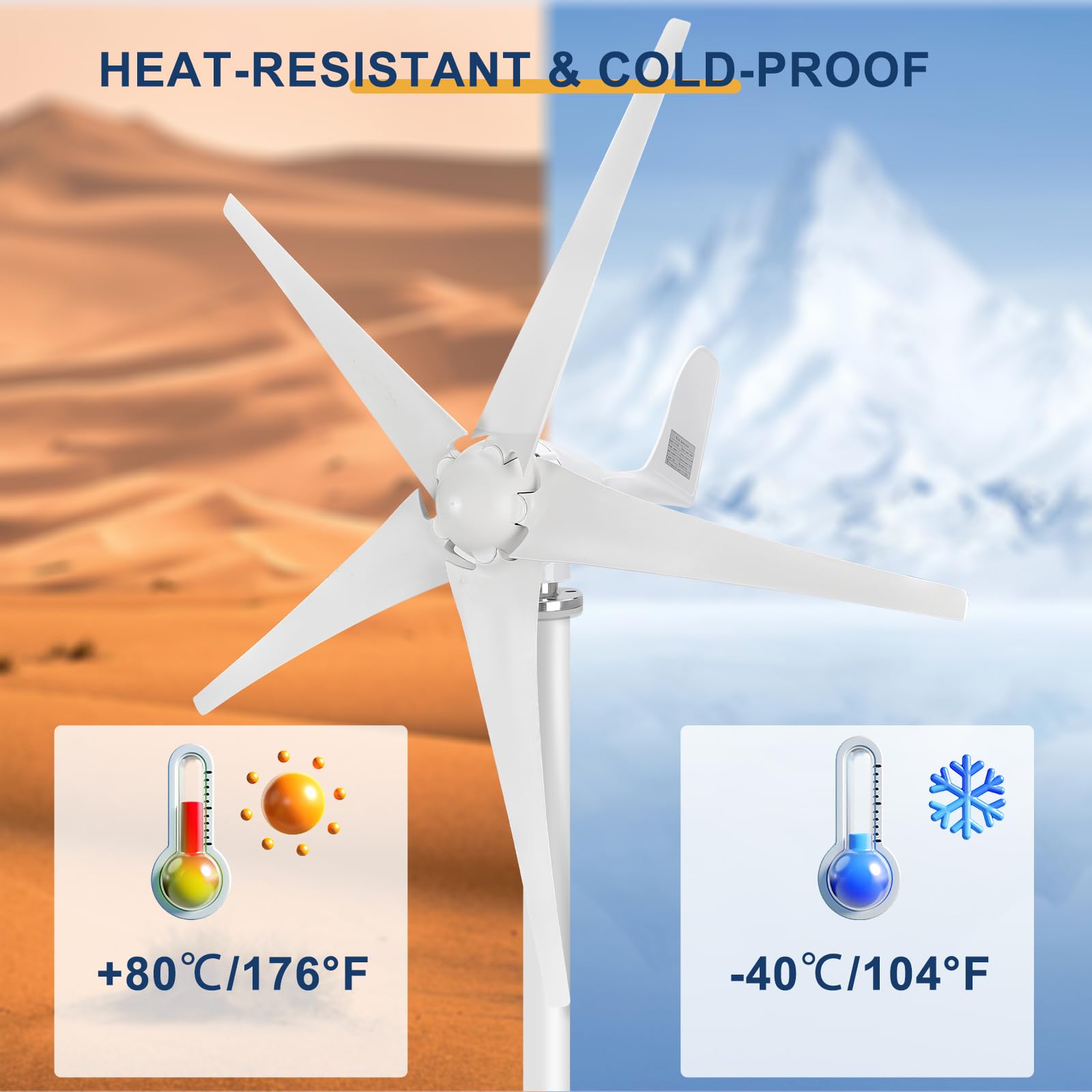 Healthible Wind Turbine Generator Kit 400W DC 12V Wind Turbine Motor 5 Blades Auto Adjust Windward Direction for Terrace, Gazebos, Cabins, Motor Home, Cruise Boat (Not Include Charge Controller)