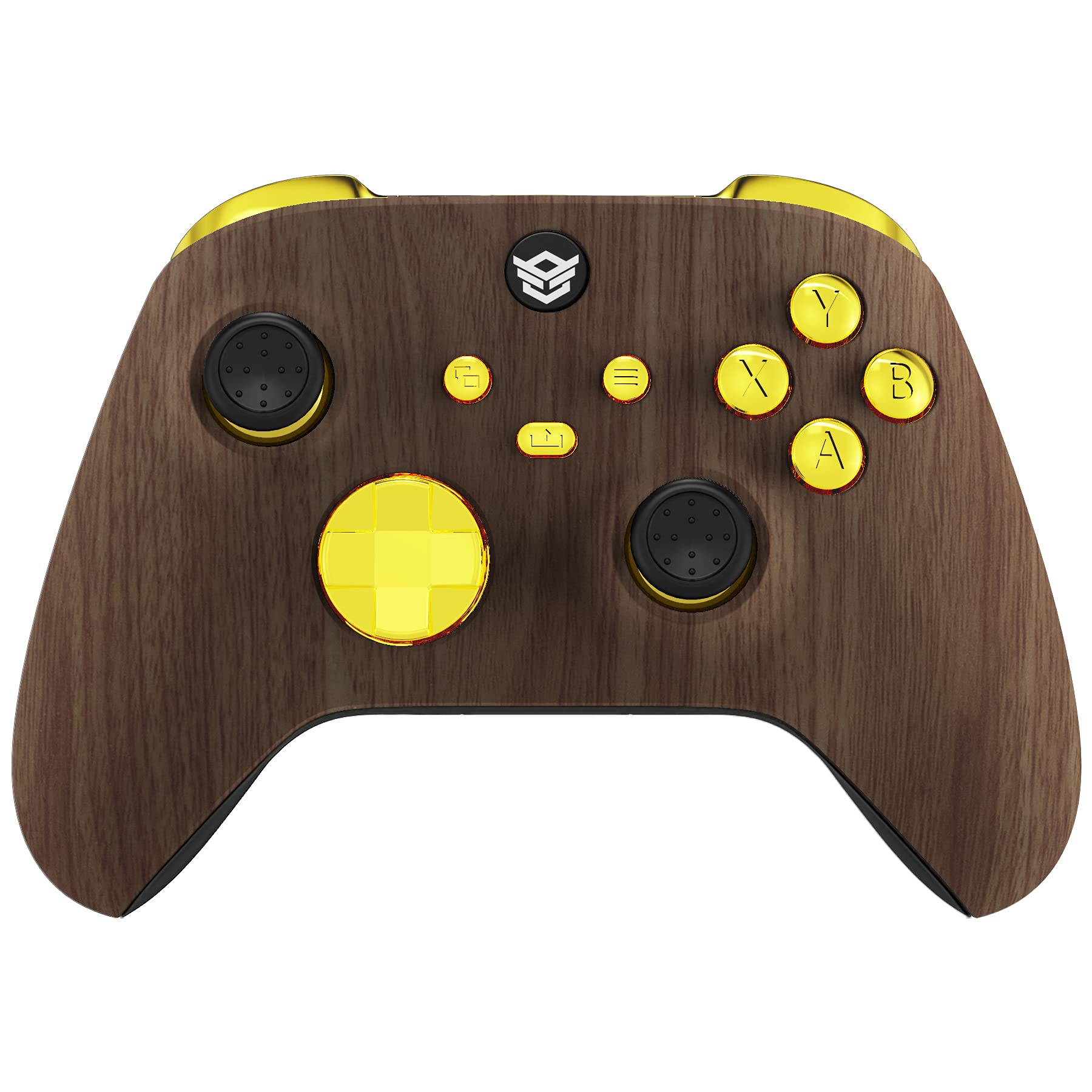 HexGaming Esports Advance Controller 4 Remap Buttons & Interchangeable Thumbsticks & Triggers Stop Compatible with Xbox Series X/S Customized Controller PC Wireless FPS Gamepad - Wood Grain