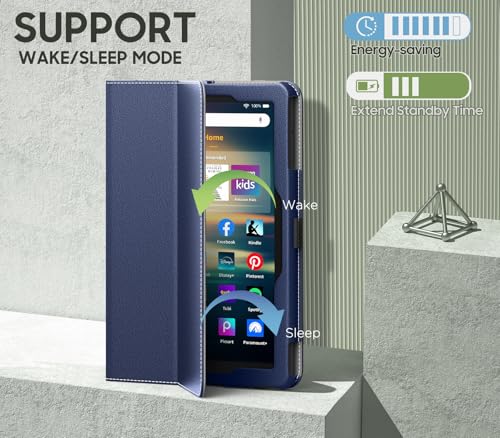 MoKo Case Fits All-New Amazon Kindle Fire HD 8 & 8 Plus Tablet (12th Generation/10th Generation, 2024/2022/2020 Release) 8",Slim Folding Stand Cover with Auto Wake/Sleep, Indigo