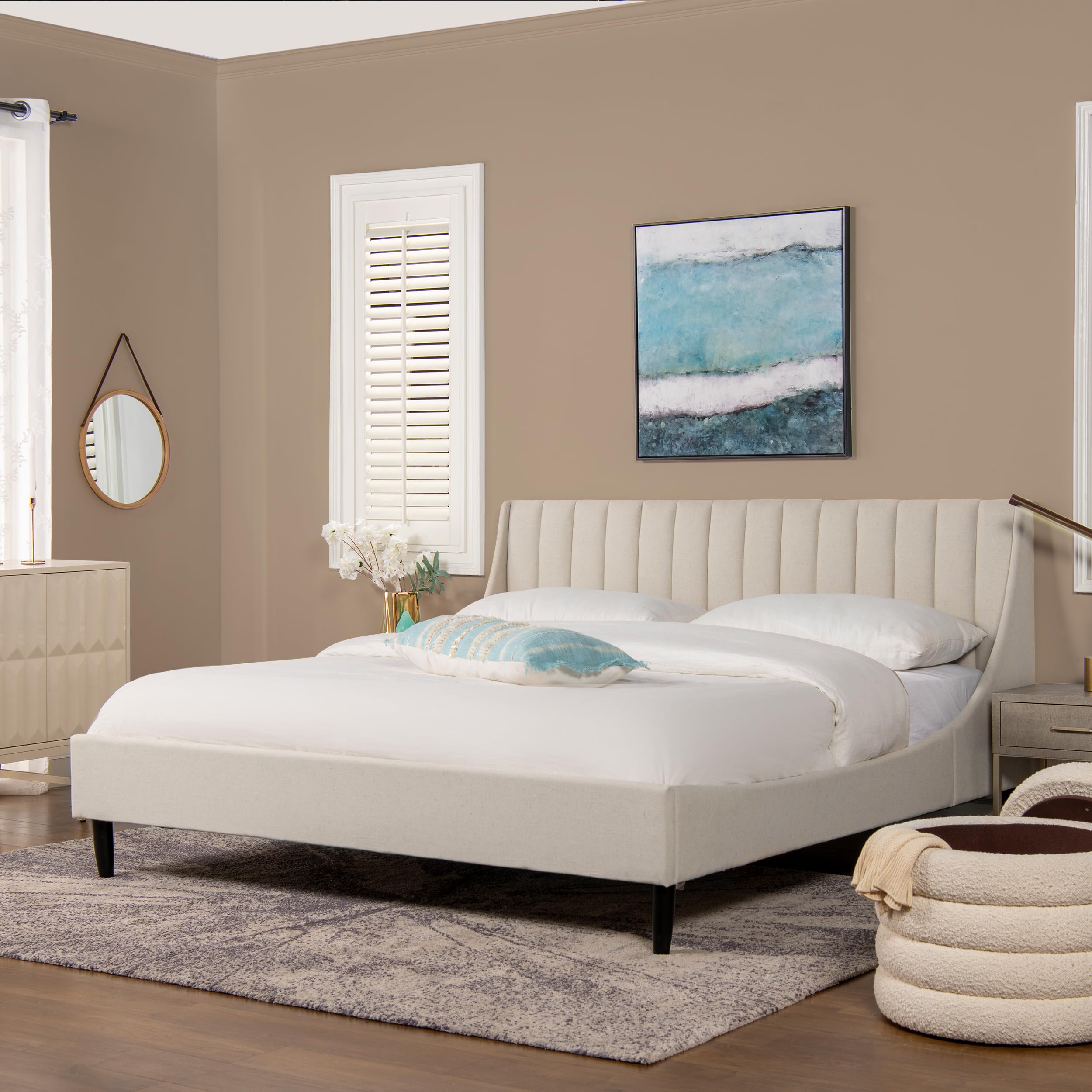 Jennifer Taylor Home Aspen Vertical Tufted Modern Headboard Platform Bed Set