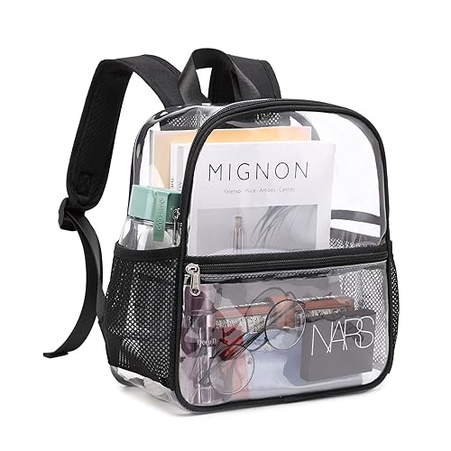 Imyth Clear Backpack Stadium Approved 12x6x12 Small Suitable for School,Concerts,Work,Sporting Events (Rainbow Powder)