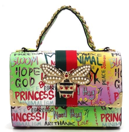 Graffiti Queen Bee Stripe 2-in-1 Boxy Satchel (MultiColor)