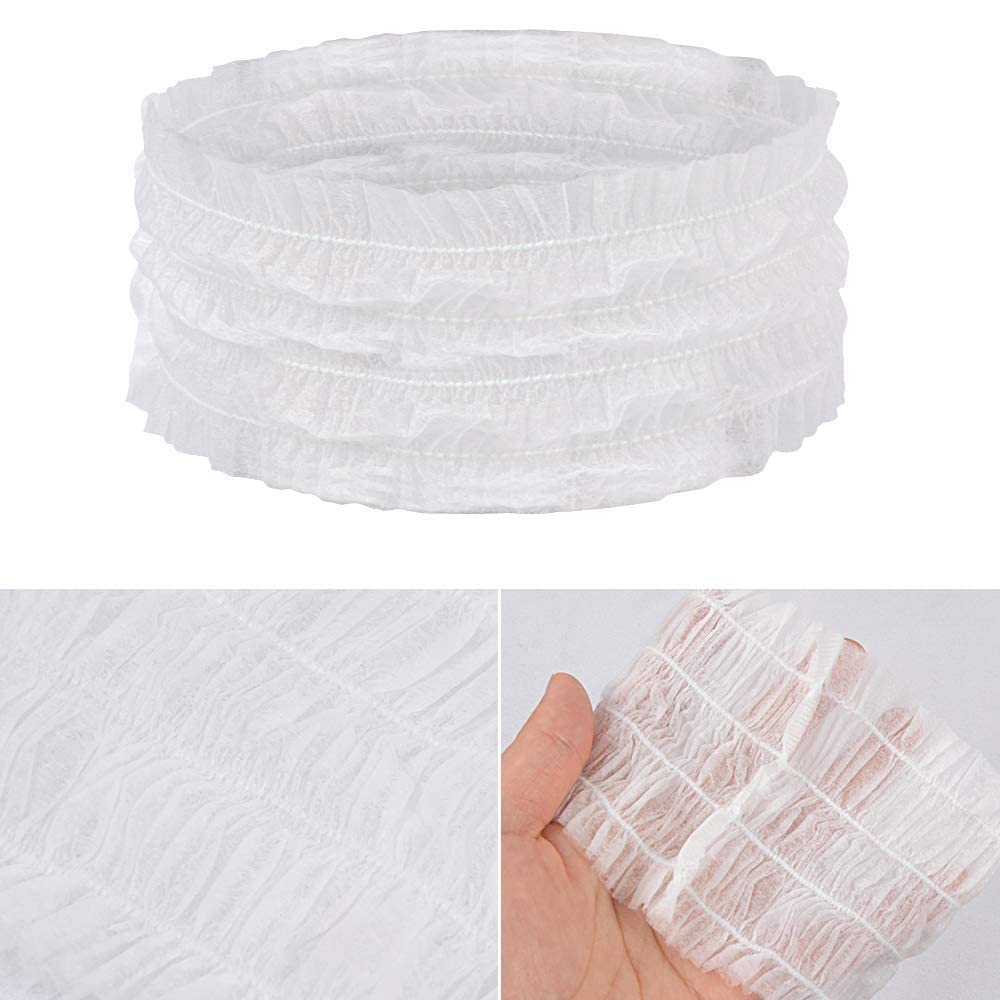 Greenour 100 Count Disposable Headbands for Facials Spa Head Wraps Soft Non-woven Individually Wrapped (White)
