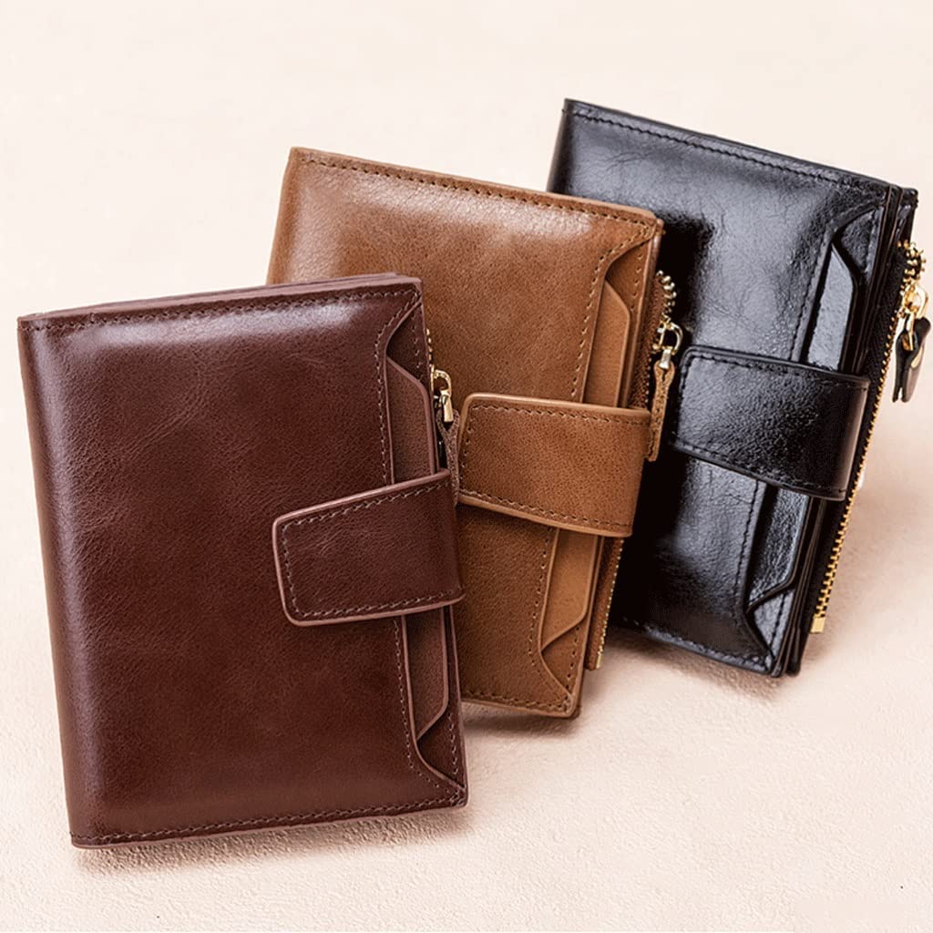 LIOONS Wallet Women's Leather Wallet Large Capacity Short Style Coin Purses Simple Retro Coins Pocket Unisex 17 Card Slots Tear-Resistant