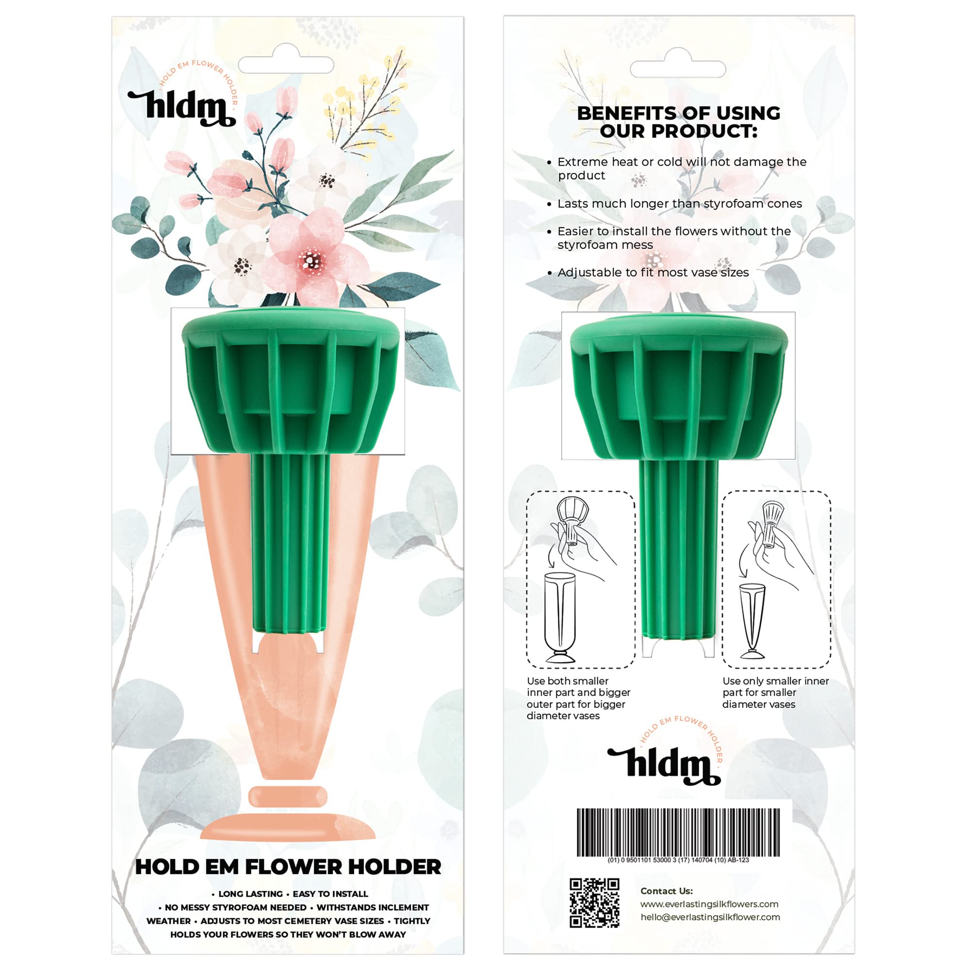 HLDM Cemetery Vase Rubber Inserts, Cemetery Flowers Holder for Keeping Bouquets in Place, Reusable Alternative to Messy Floral Foam Styrofoam Cones, Create Elegant Grave Decorations for Cemetery