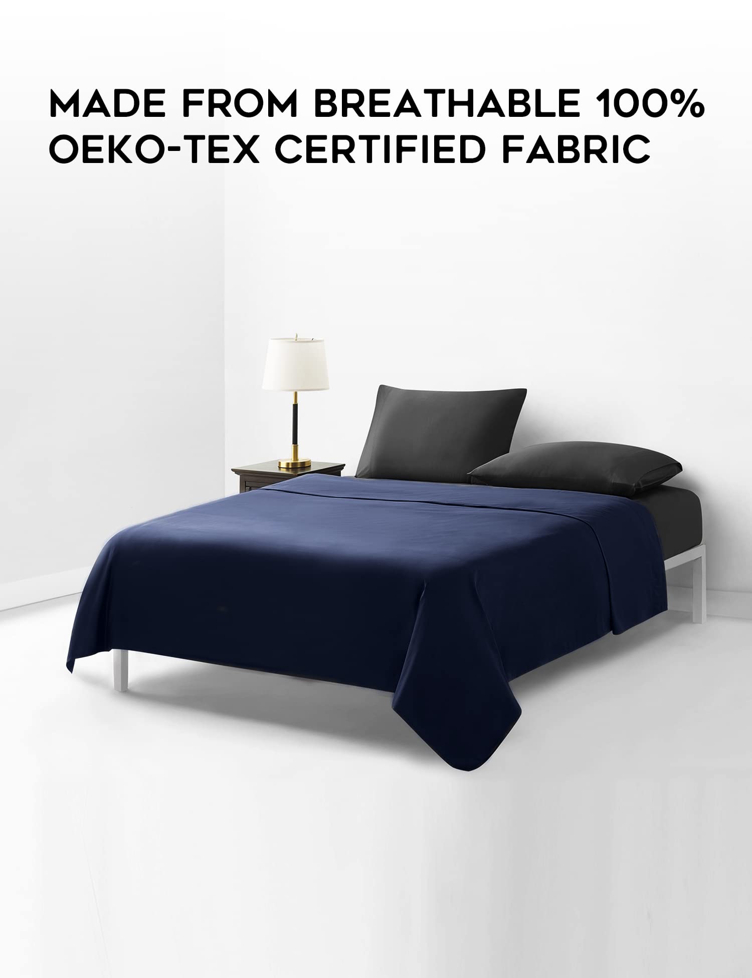 YnM Exclusive Cotton Duvet Cover for Weighted Blankets with 16 Strings (Navy, 60"x80")