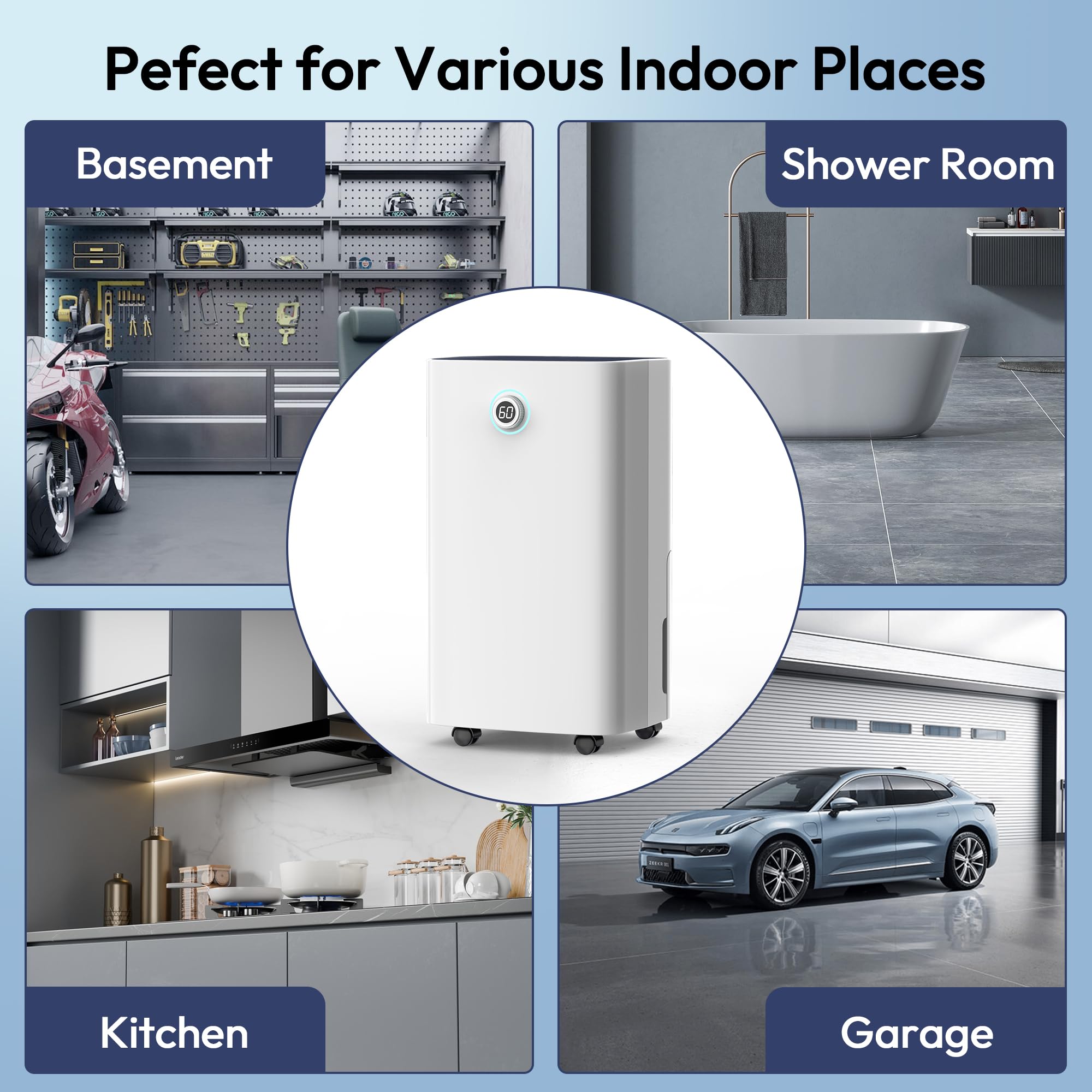 Lumisys 2000 Sq Ft 30 Pints Dehumidifiers for Large Room, Basements, Home, Bathroom, Bedroom, with Auto or Manual Drainage | 36db Industry Leading Noise Reducing | Air Filter, Three Operation Modes,