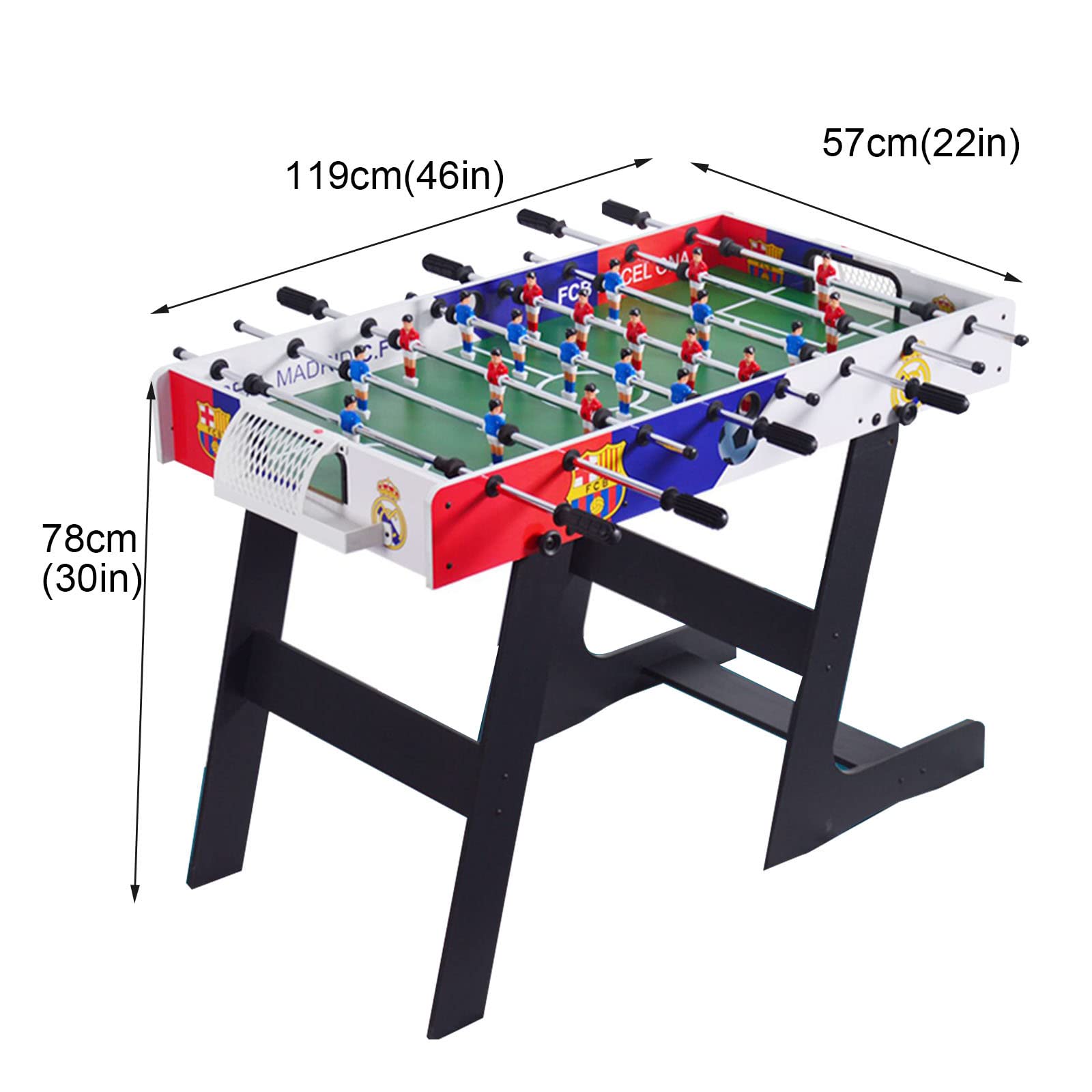KEINXOW 3.9 Ft Foosball Table,Foldable Game Table with Non-Slip Handle,Arcade Table Soccer for Family Game Or Recreation Rooms,White