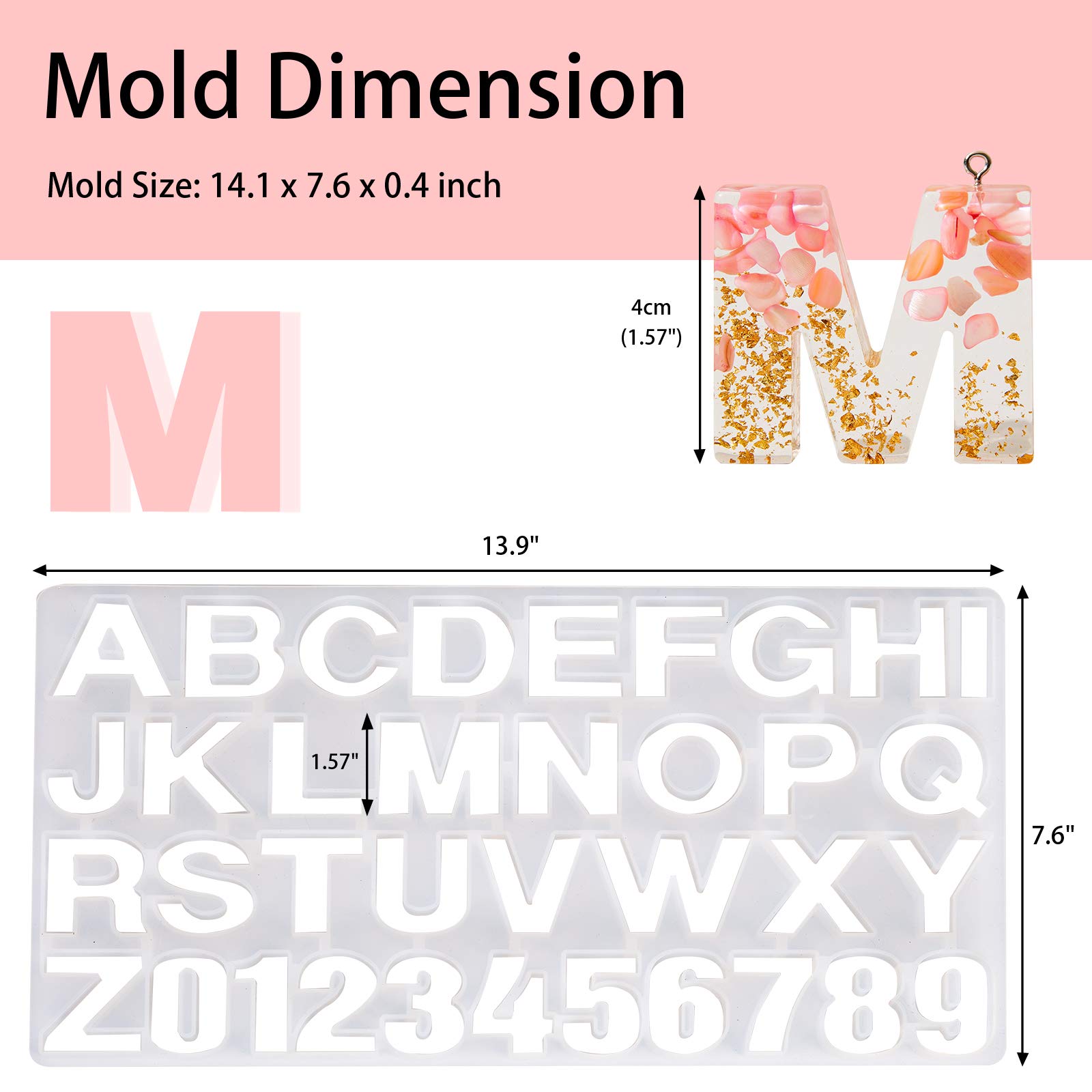 Hayayu Silicone Molds for Resin, Alphabet Letter Epoxy Resin Mold, Backward Keychain Casting Molds Kit for Jewellery Pendants Earrings House Number Making with Key Rings Screw Eye Pins
