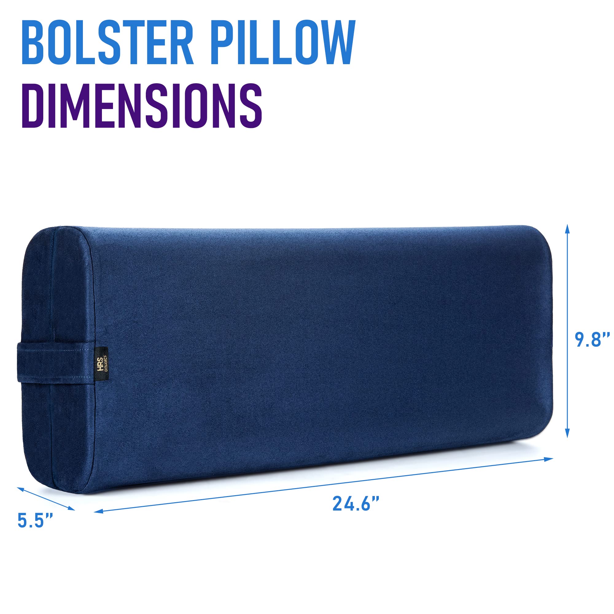 HRS Dynamics Yoga Bolster Pillow - Rectangular Bolster Pillow Yoga with Extra Washable Pillow Case - Yoga Bolster for Restorative Yoga with Carry Handle and Travel Case, Blue, Violet