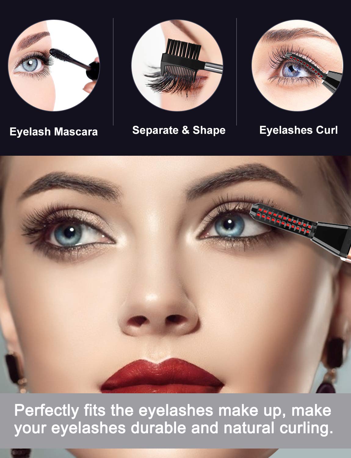 Heated Eyelash Curler, USB Rechargeable Electric Eyelash Curler for Quick Natural Curling,Long Lasting Eyelashes Curl Tool Valentine's Gifts for Women (Black)