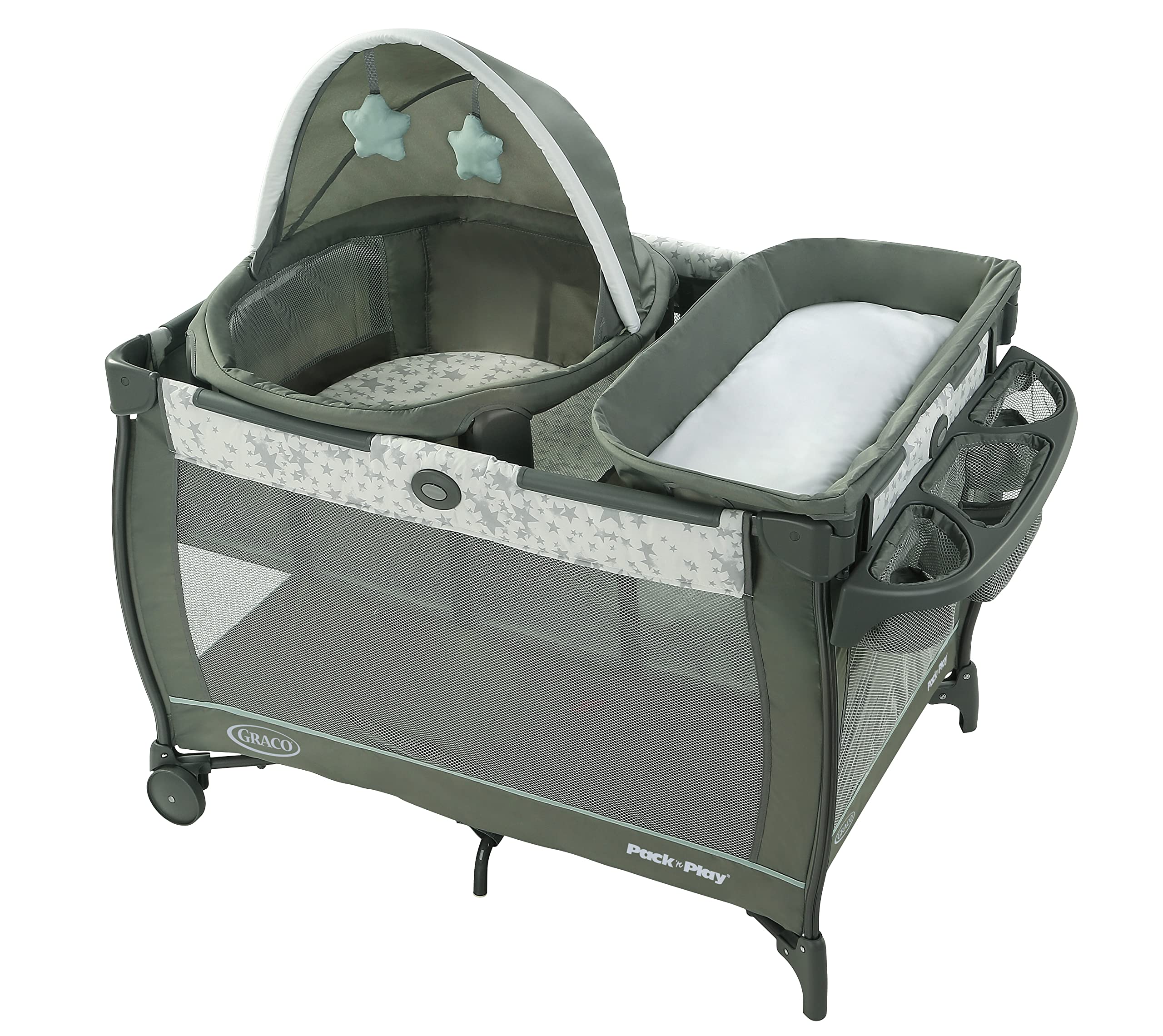 Graco Pack 'n Play Travel Dome Playard | Includes Travel Bassinet, Full-Size Infant Bassinet, and Diaper Changer, Oskar