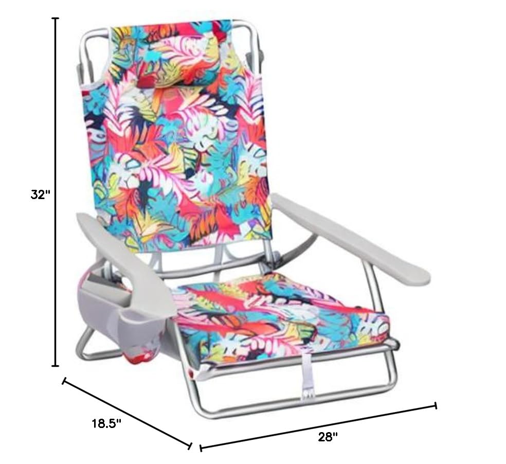 Hurley Backpack Beach Chair, One Size, Aluminum, Tropical