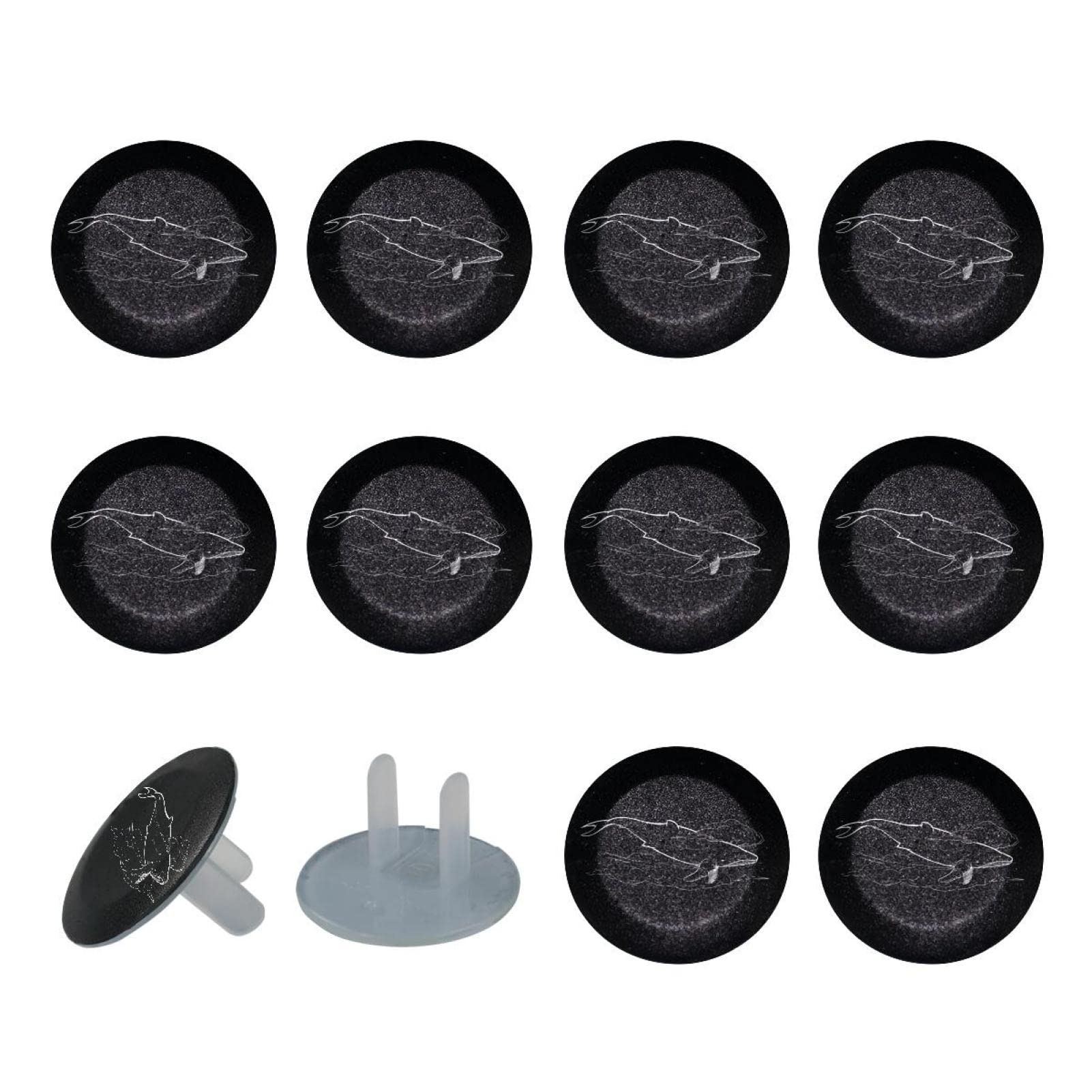LAIYUHUA Outlet Covers Baby Proofing 24 Pack Steady Electric Plug Protector | Child Safety Plastic Outlet Covers | Easy Install | Shock Prevention- Whale Black