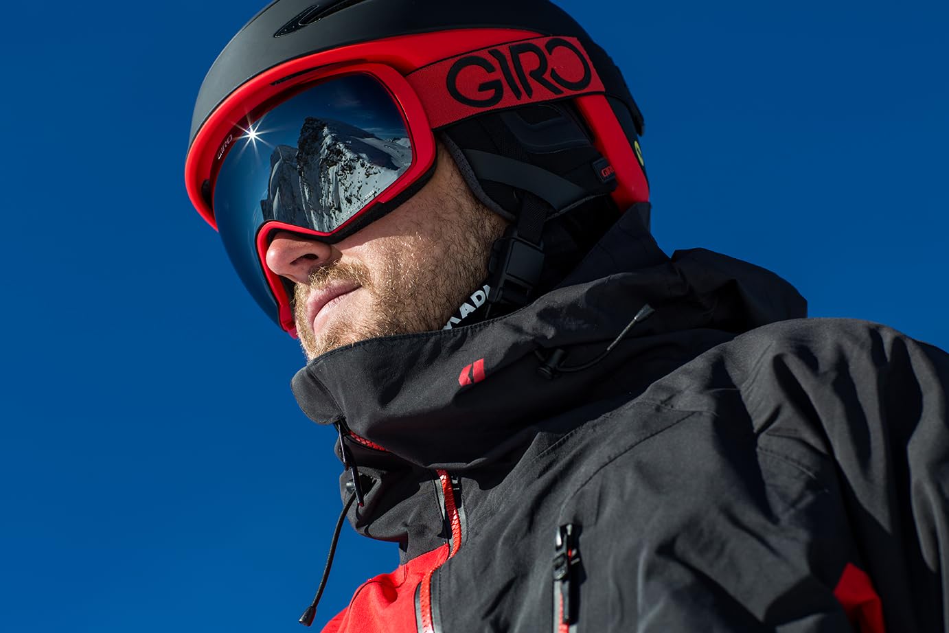Giro Contact Ski Goggles - Snowboard Goggles for Men & Women - Black Wordmark Strap with Vivid Ember/Vivid Infrared Lenses