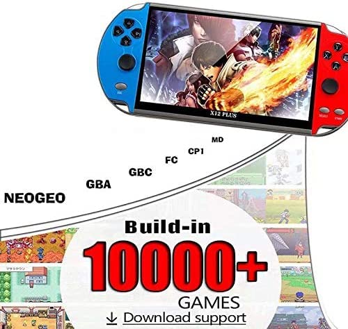 HealthyElves 7 inch Screen Handheld Portable MP5, Dual Video and Electronic Games, Nostalgic Arcade Game Console with Joystick, 16GB Memory, Support GBC/GBA/NES/MD/SMC/SFC Games