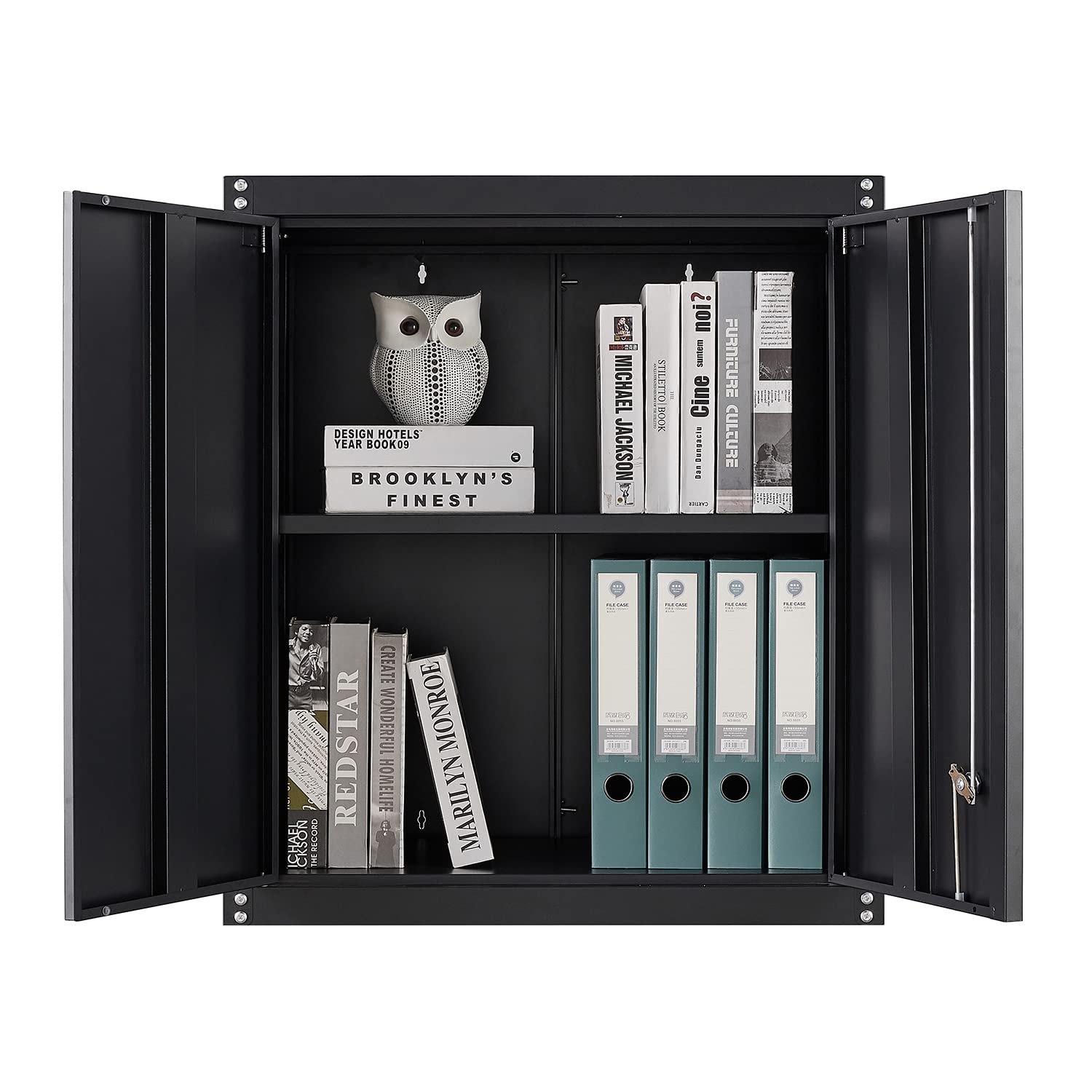 GREATMEET Metal Wall Cabinet, Wall Mounted Metal Cabinet for Garage Storage, Storage Cabinet with Doors and Adjustable Shelf, Garage Cabinet with Lock, Steel Cabinet for Utility Room