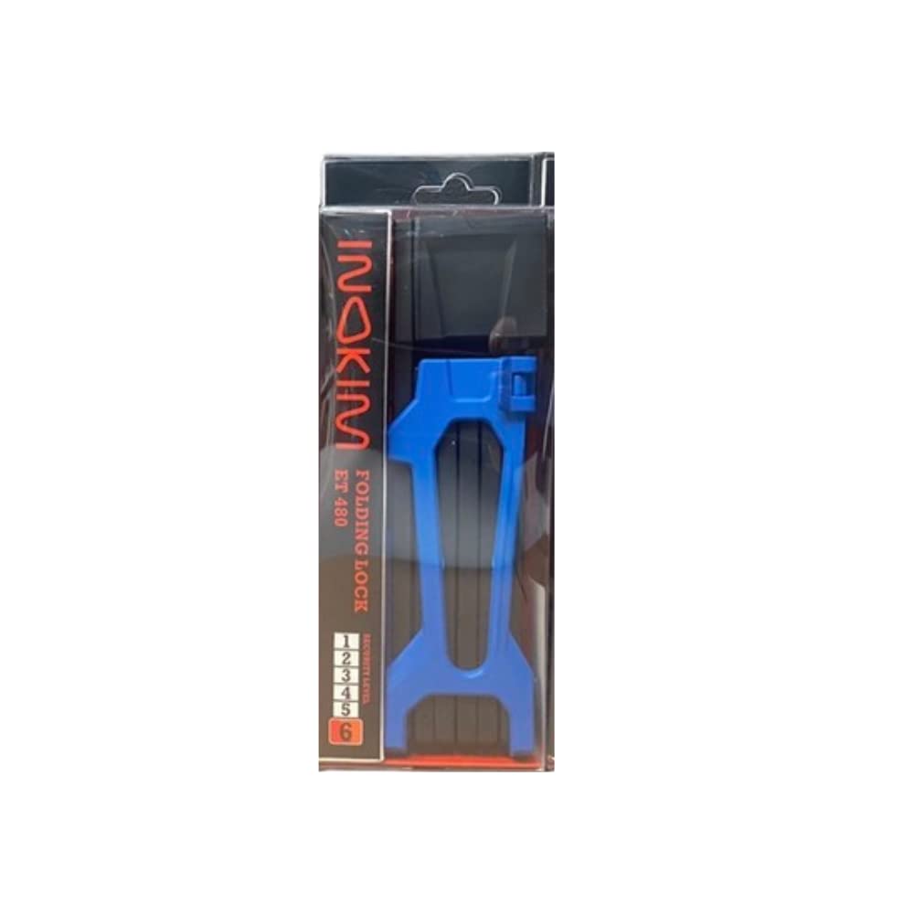 INOKIM Folding Bike Lock, Electric Scooter Locks Anti Theft, Heavy Duty Cut Resistant E Bike Lock, 34 Inch Long Compact Secure Foldable Bicycle Chain Lock with Mounting Bracket (Blue)