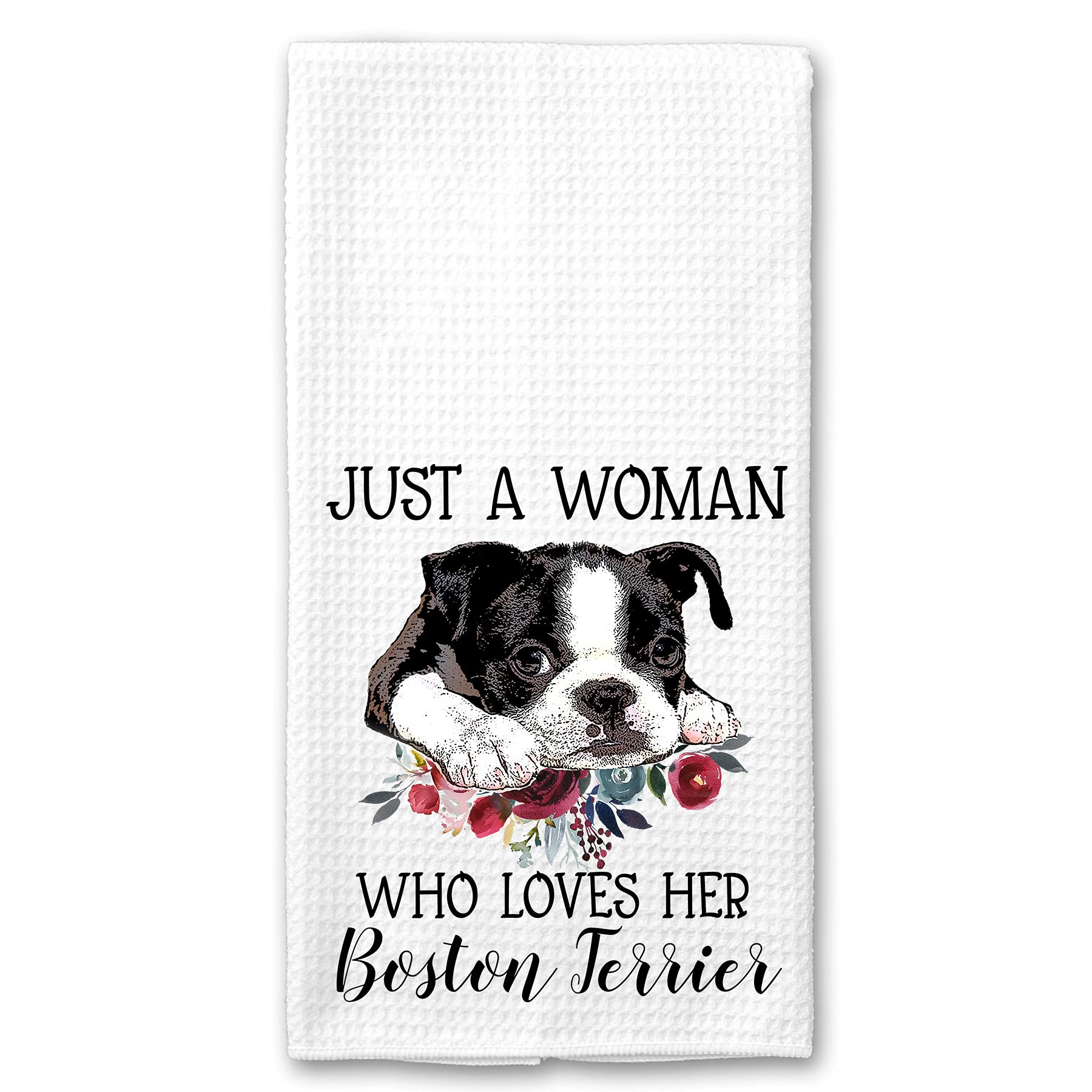 Just a Woman who Loves Her Boston Terrier Microfiber Kitchen Towel Gift for Animal Dog Lover