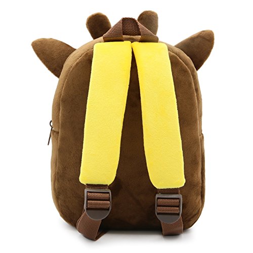 KISSOURBABY Cute Toddler Backpack,Cartoon Cute Animal Plush Backpack Toddler Mini School Bag for Kids Age 1-4Years Old(Giraffe)
