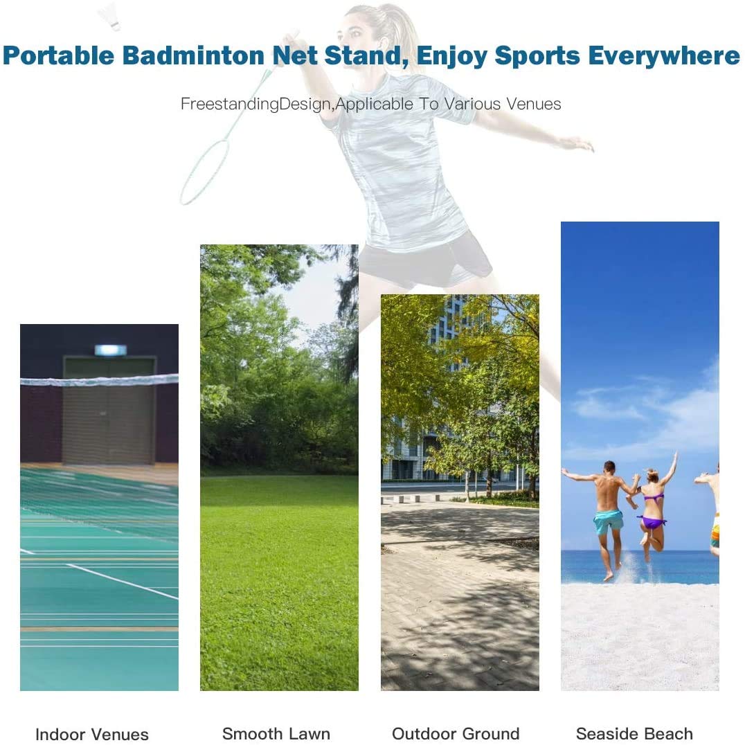 Goplus 17' x 5' Portable Badminton Net, 2.5' /5' Two Height Adjustable Outdoor Badminton Tennis Net Set Competition Training Net with Stand and Carrying Bag