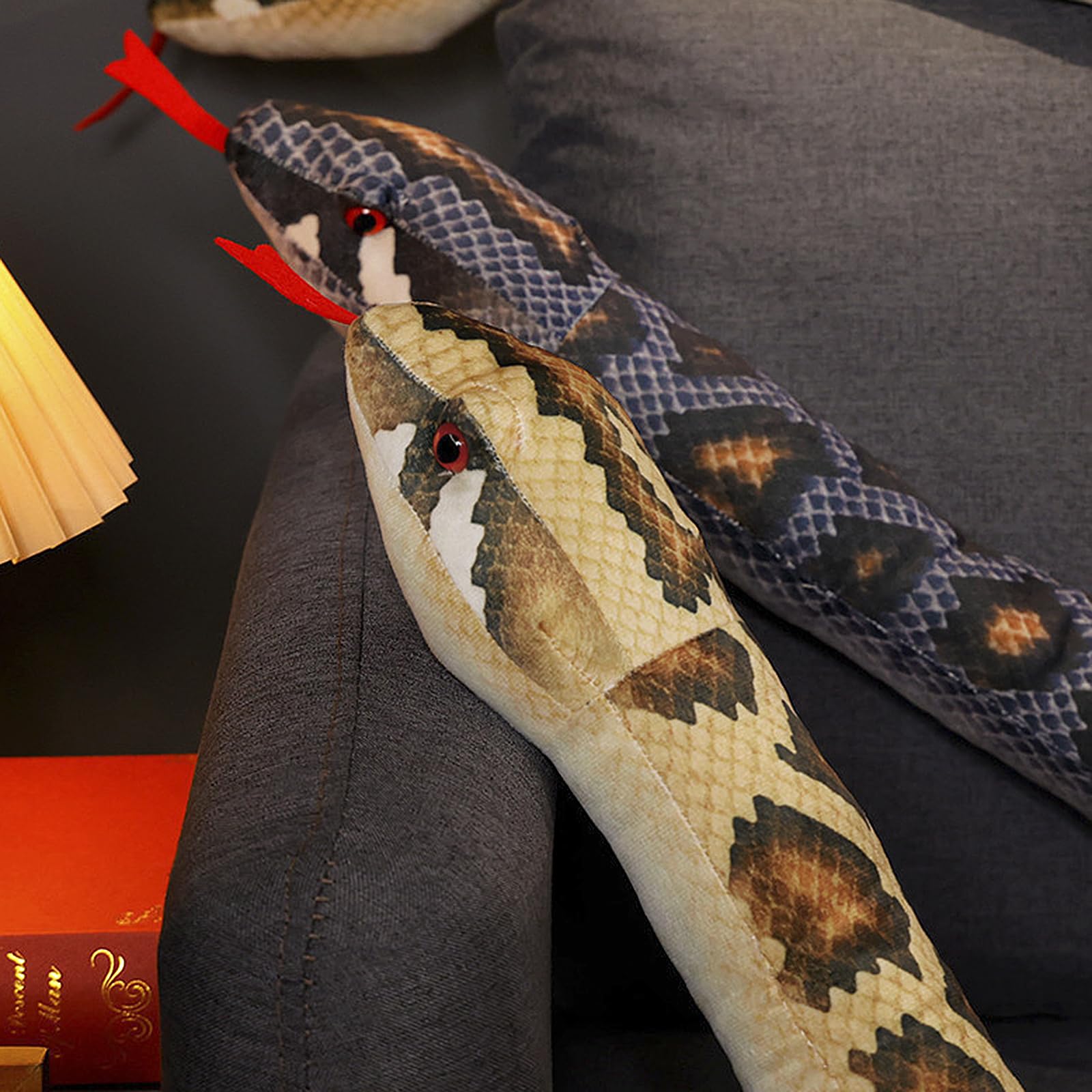 Giant Snake Stuffed Animal, 170cm/67in Long Large Realistic Python Boa Constrictor Cute Snake Plush Doll Soft Cuddly Plushie Hugger Toy Christmas Birthday Gift for Kids Lifelike Halloween Prank Toy