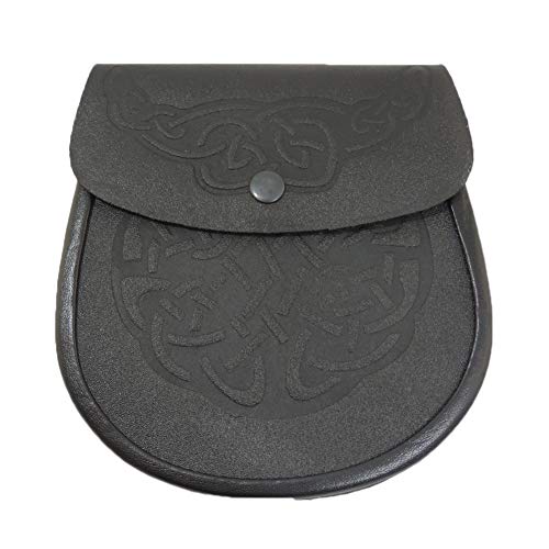Genuine Leather Celtic Knot Embossed Scottish Sporran w/ Belt
