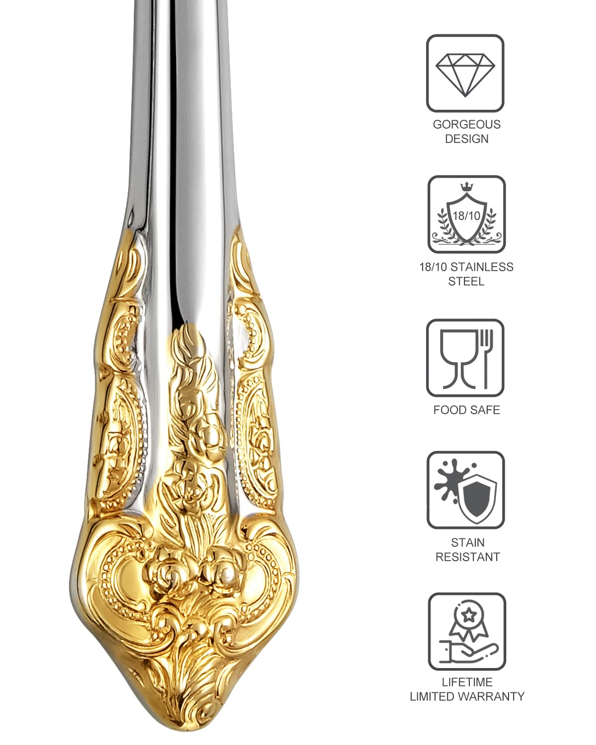 KEAWELL Gorgeous 6.9" Butter Spreader, 18/10 Stainless Steel, Set of 4, Gold Accent Butter Knife